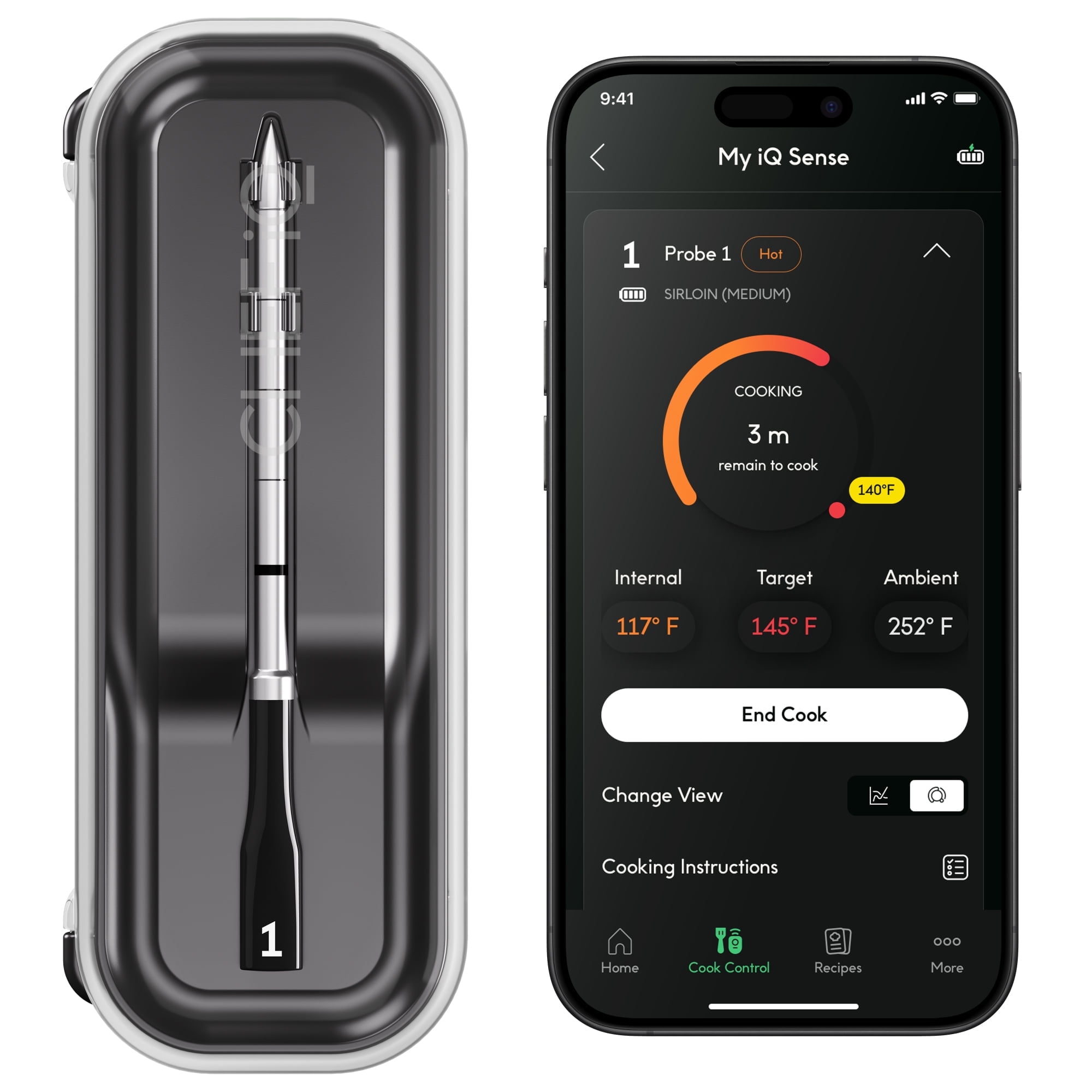 iQ Sense by CHEF iQ Smart Wireless Meat Thermometer, WiFi Unlimited ...