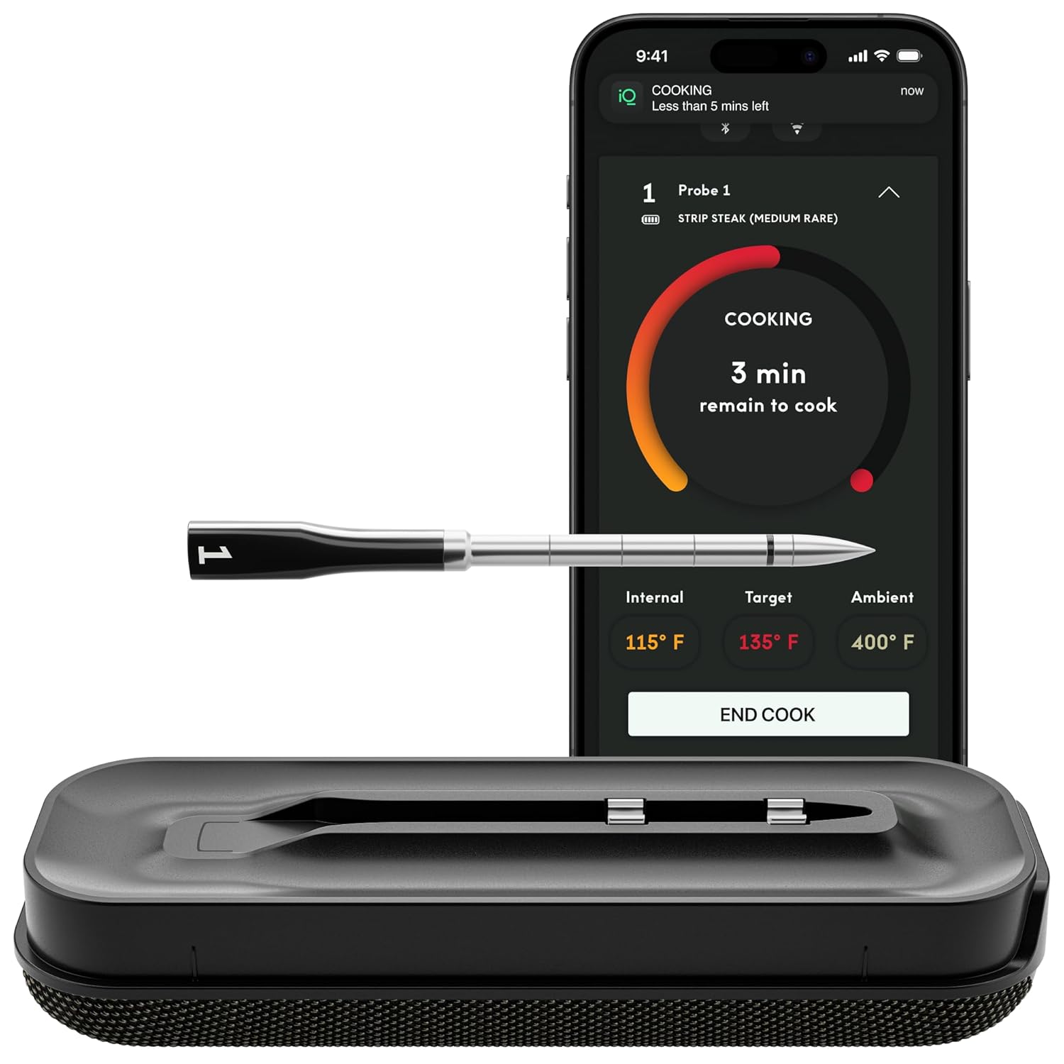 BonJour Chef's Tools Combo Laser and Probe Cooking Thermometer, Black ...