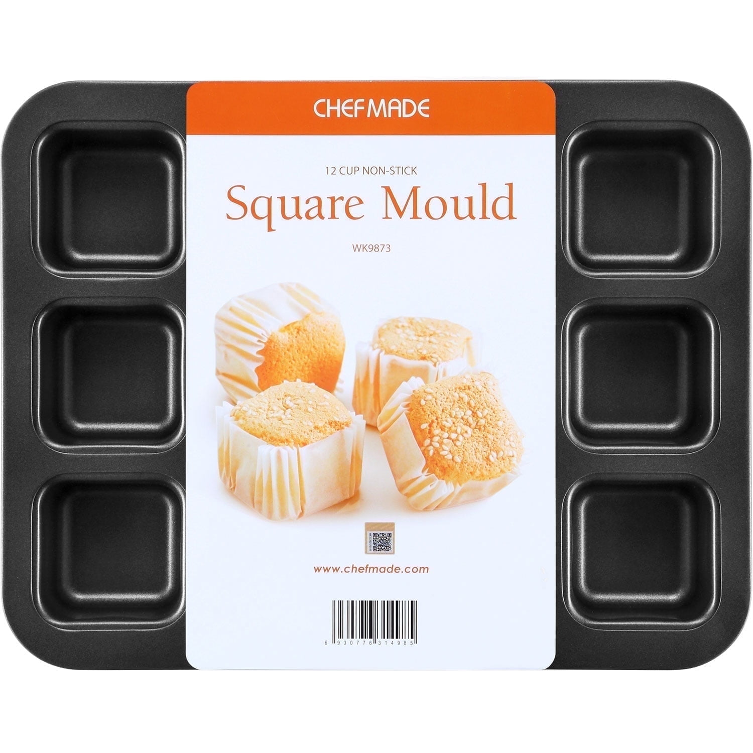 CHEFMADE Brownie Cake Pan, Non-Stick 12-Cavity Square Muffin Bakeware ...