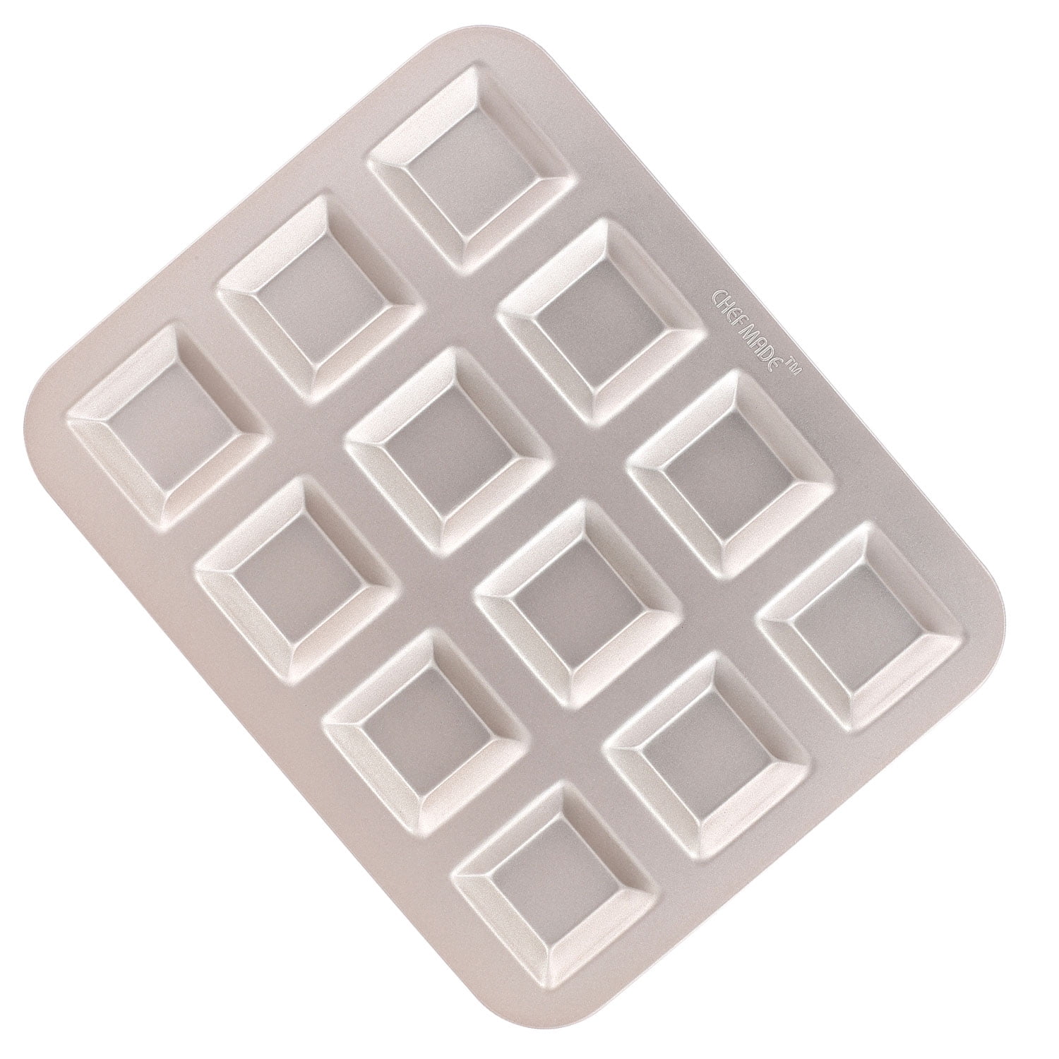 CHEFMADE Financier Cake Pan, 12-Cavity Non-Stick Square Muffin Pan ...