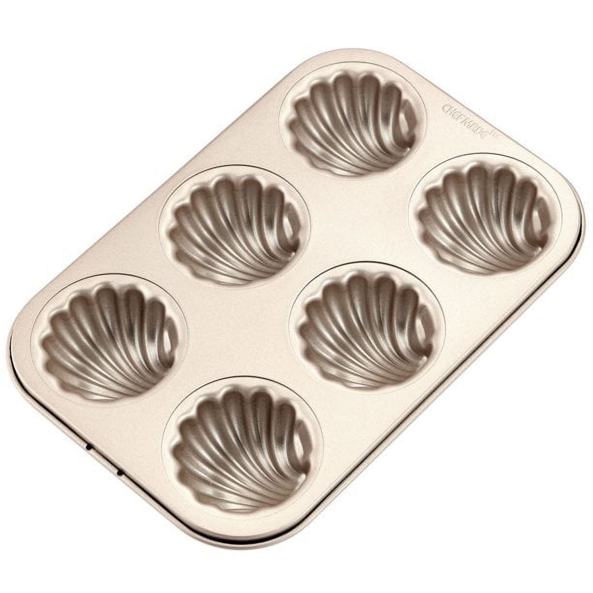 CHEFMADE Madeleine Mold Cake Pan, 6-Cavity Non-Stick Spherical Shell ...