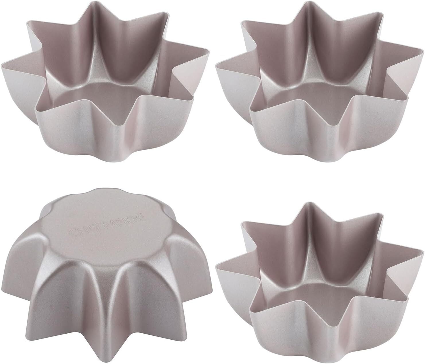 CHEFMADE Octagon Star Pandoro Shape Cake Pan, 5-Inch 4Pcs Non-Stick ...