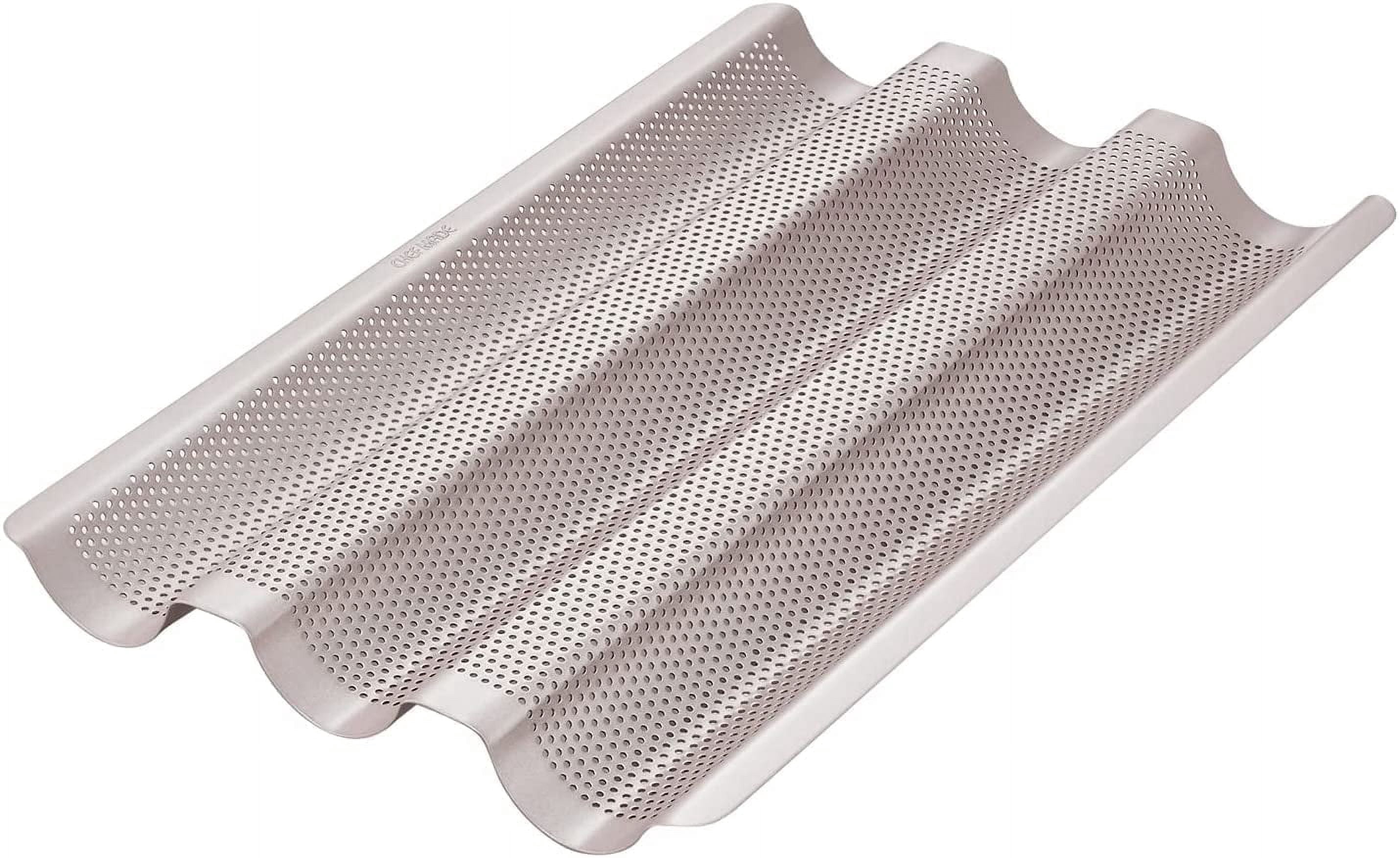 Chefmade Perforated Baguette Pan, 15-inch 3 Wave Loaves, Champagne Gold ...