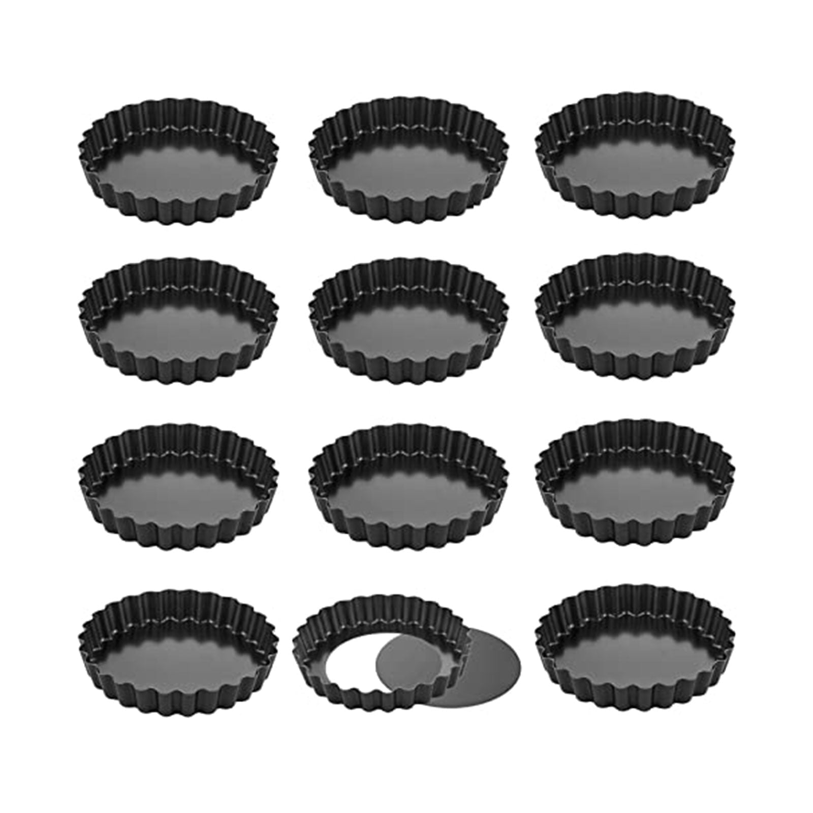 CHEFMADE Round Tart Pan Set, Non-Stick 4-inch 12Pcs with Removable ...