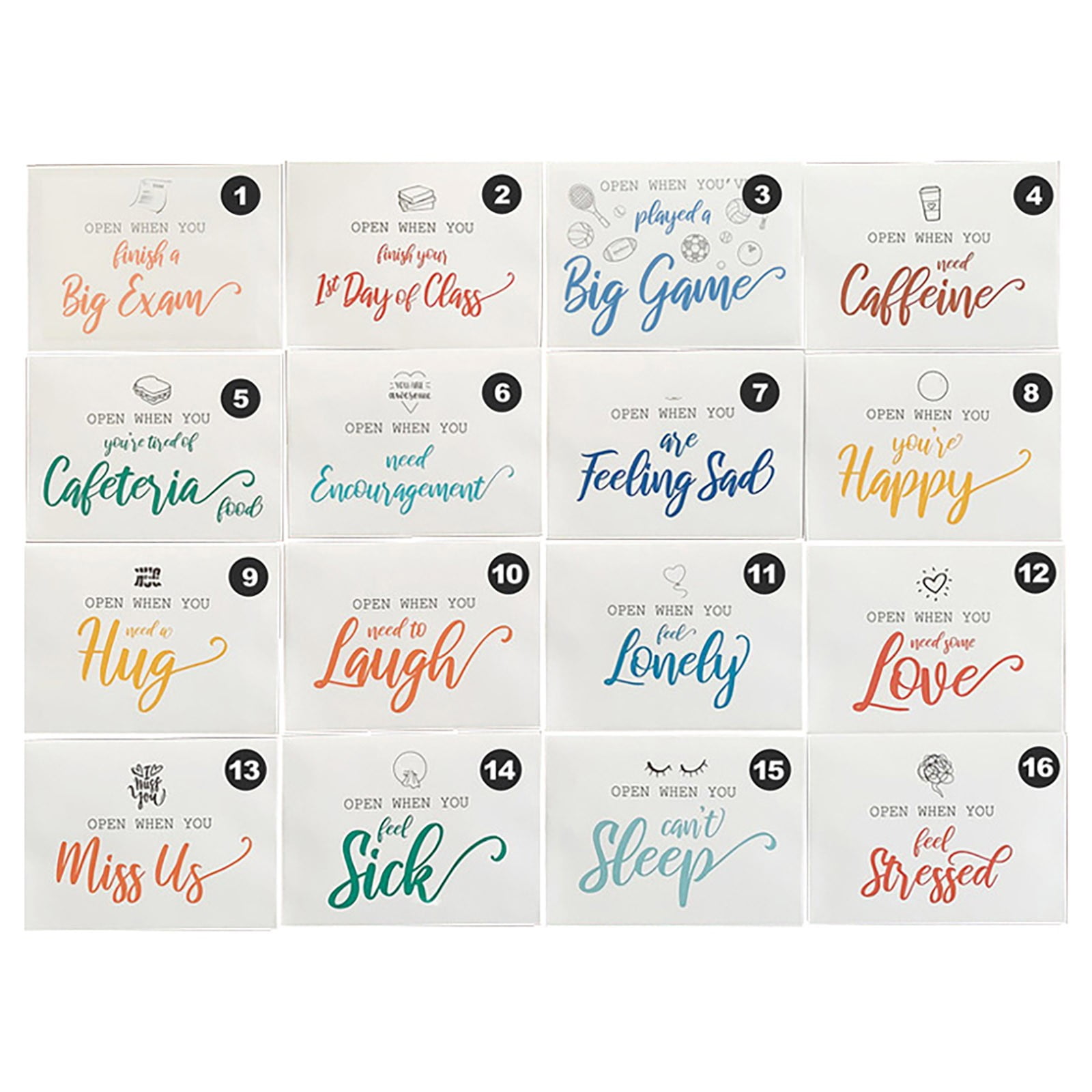 CHELIASD 16pcs Open When Envelopes Kit for College Student, DIY ...