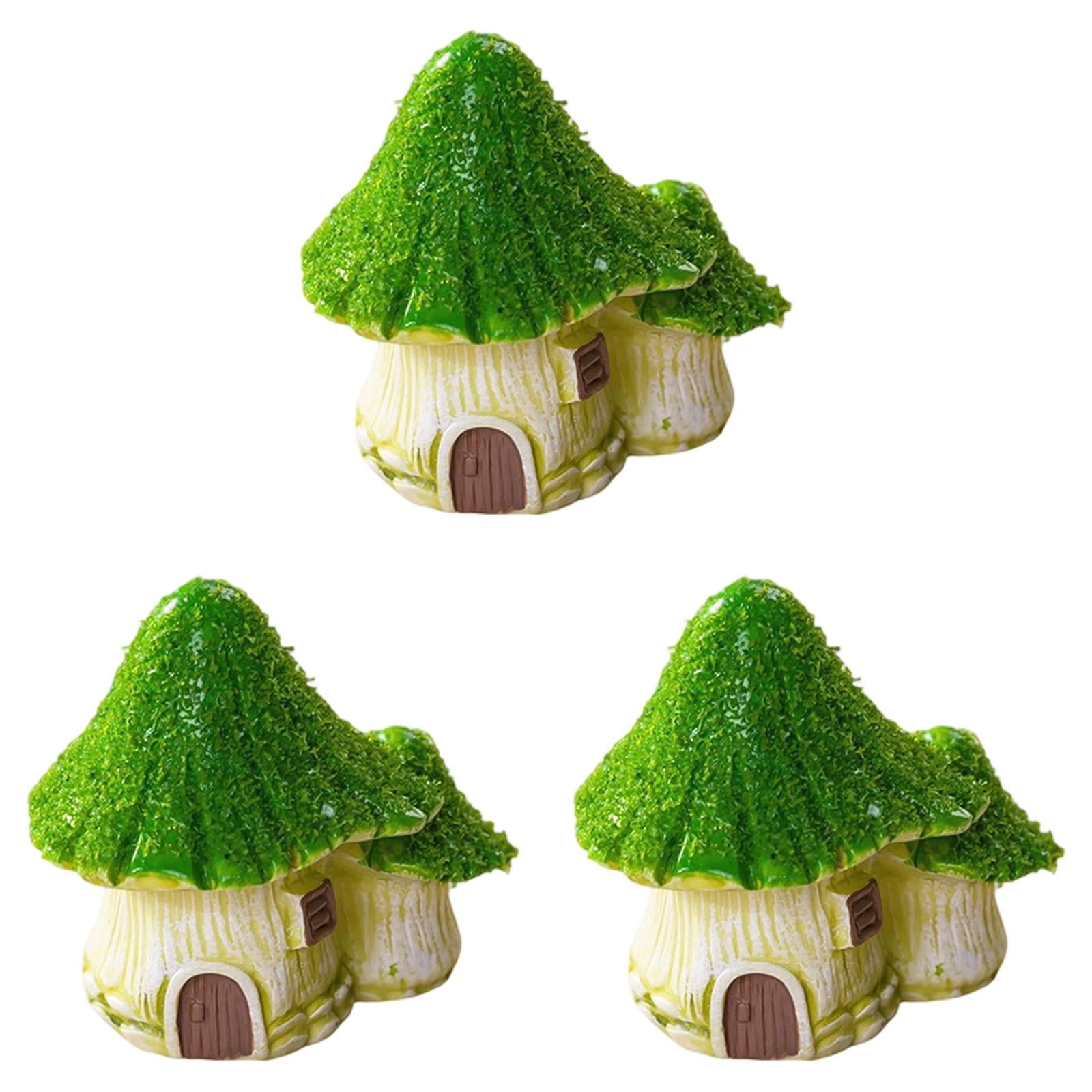 CHELIASD 3Pcs Cute Mushroom House Resin Figurine, Mini Micro Landscape ...