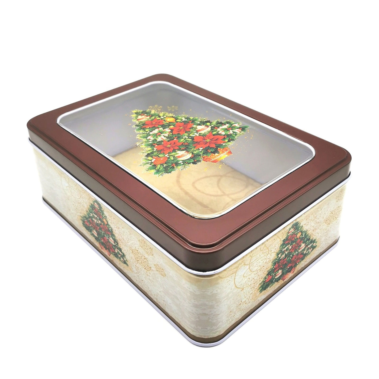 CHELIASD Square Christmas Candy Tin Box, Sealed Cookie Storage Tin with ...