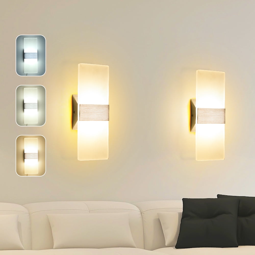 CHENBEN LED Wall Sconces Set of 2, Silver Lamp with 3 Color Temp (3000K ...