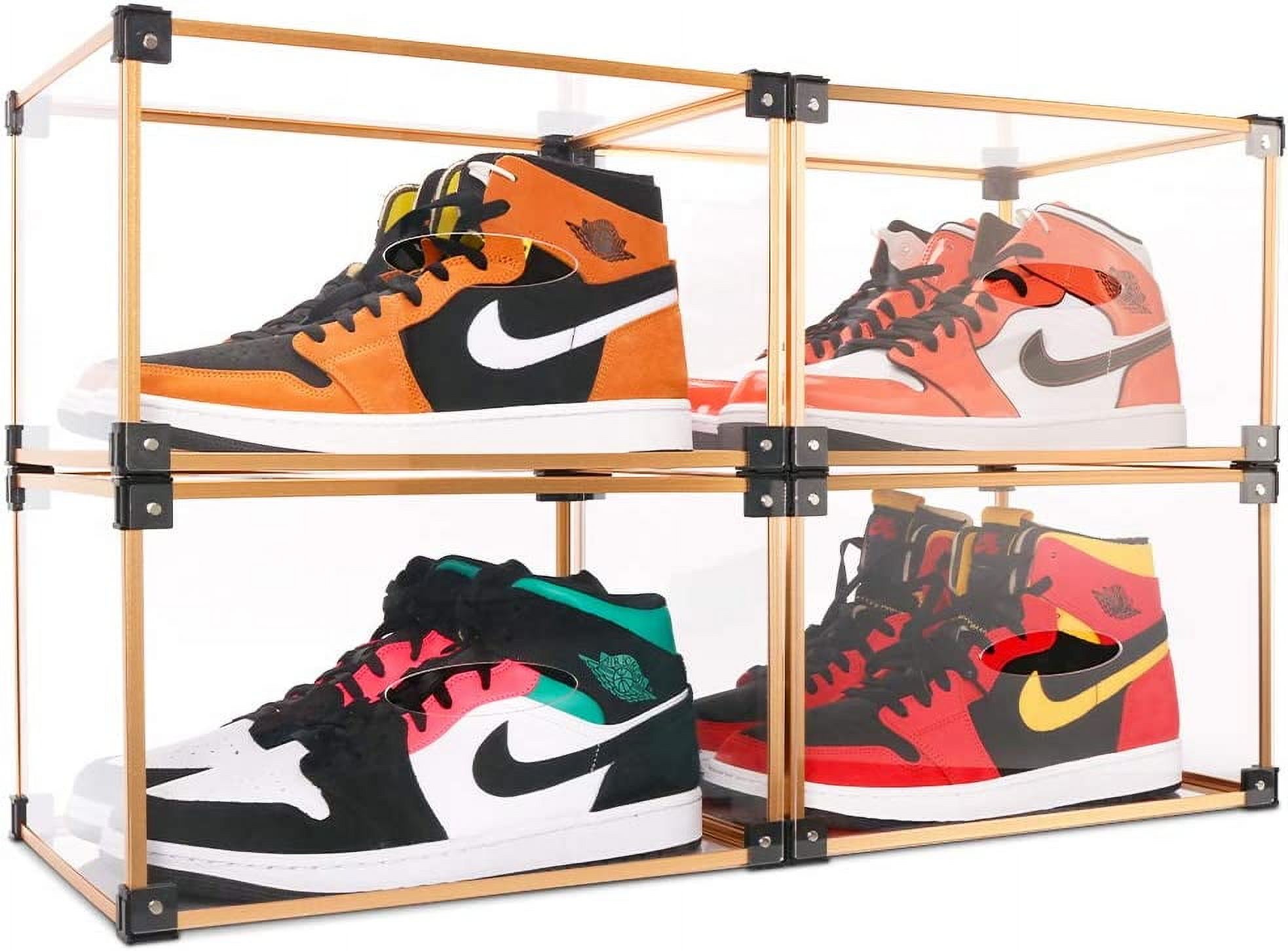 CHENCHEN 4 Pack Shoe Storage Box Clear Shoe Display Case Stackable for ...