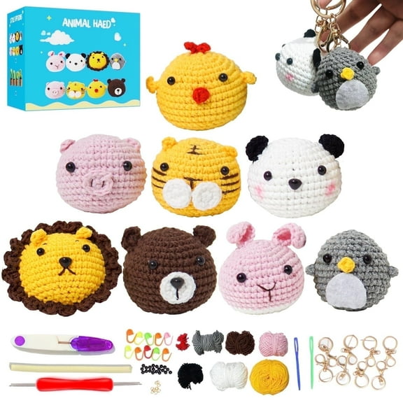 Crochet Kit for Beginners, Complete 4 PCS Cute Animals Crochet Kits for ...