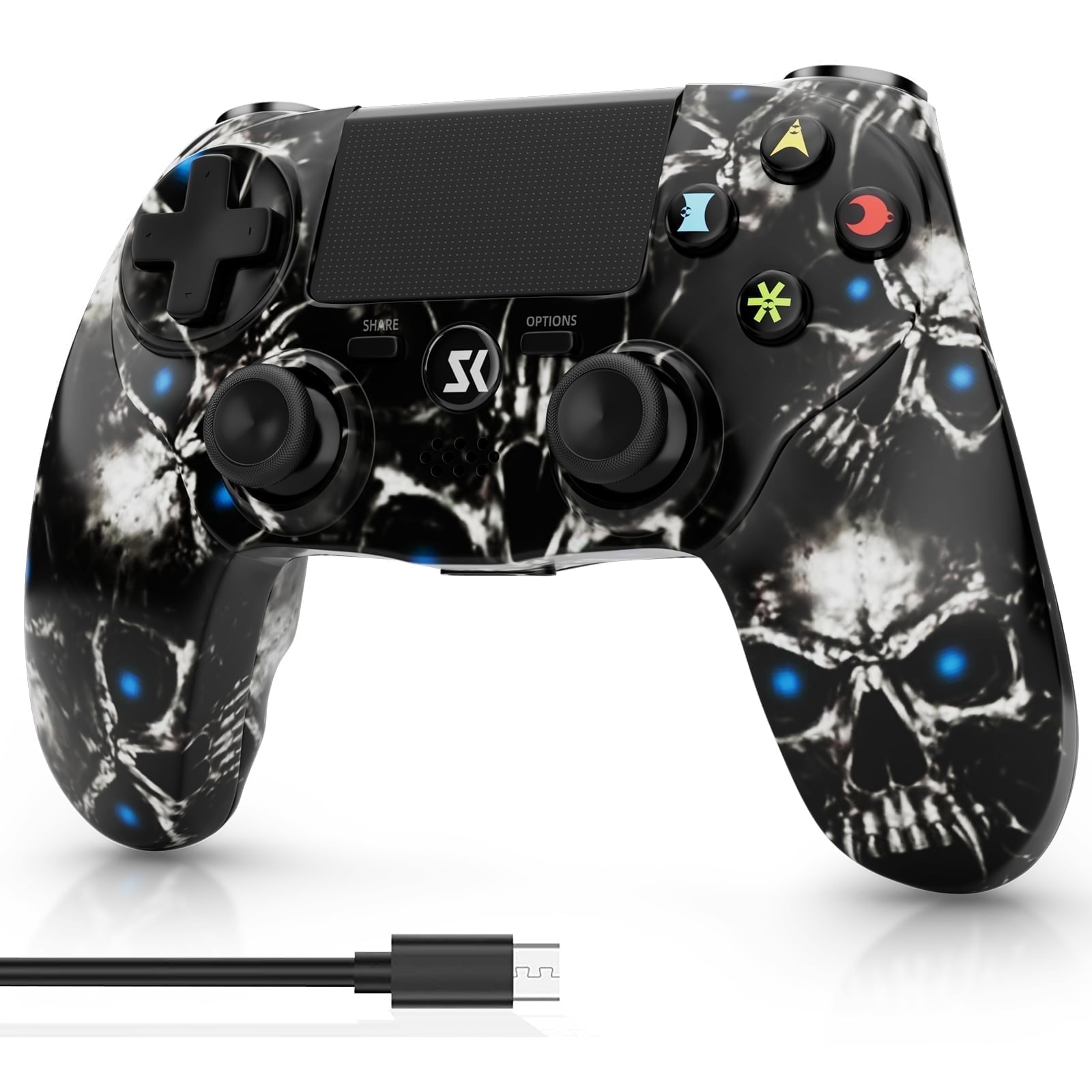 Wireless Controller for PS4/PC, 6-Axis Sensor, Double Vibration, Black ...