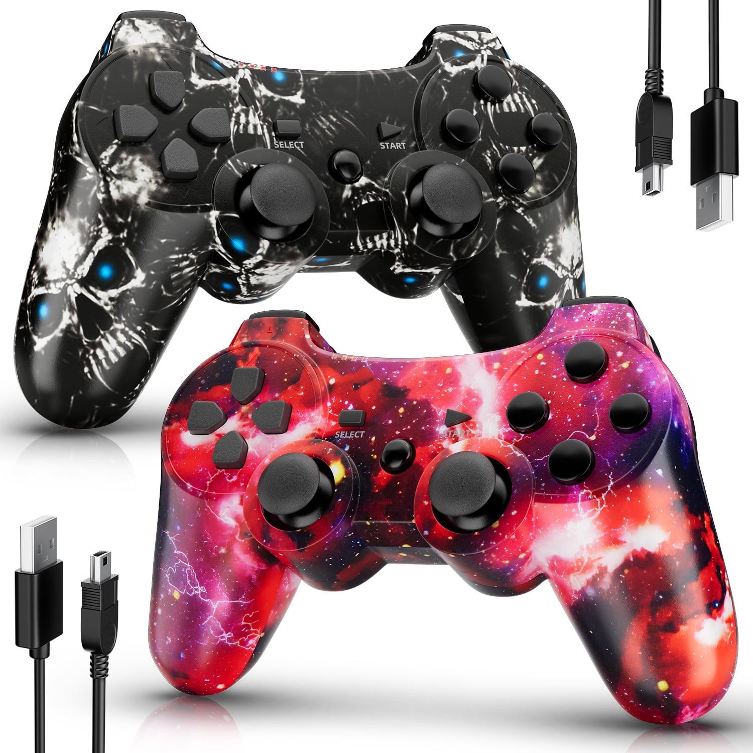 CHENGDAO PS3 Wireless Controller, 2 Pack, 6-Axis Motion Sensor ...