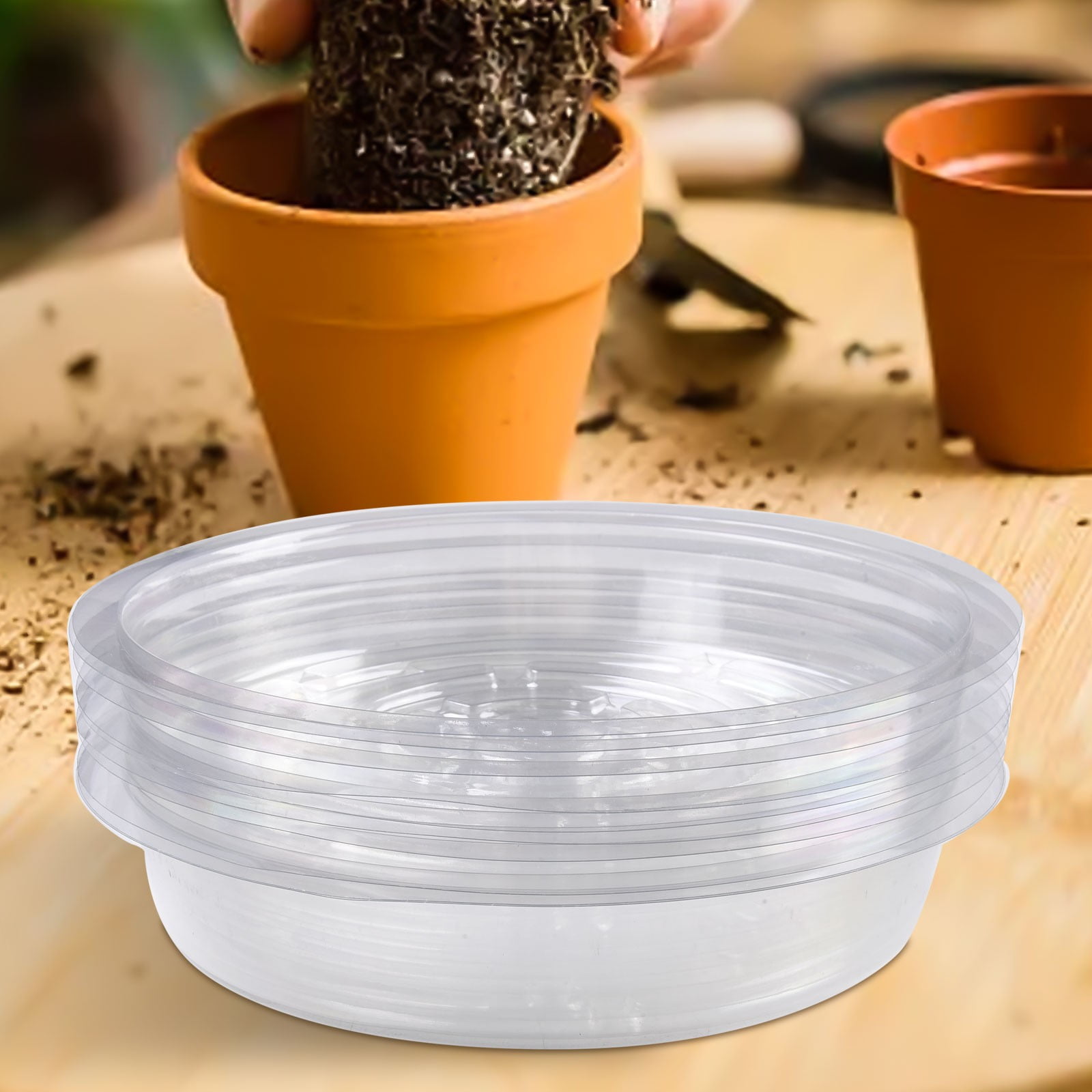 Plant Saucers Plant Tray 12-Pack Wave Edge - Heavy Duty Plastic Drip ...