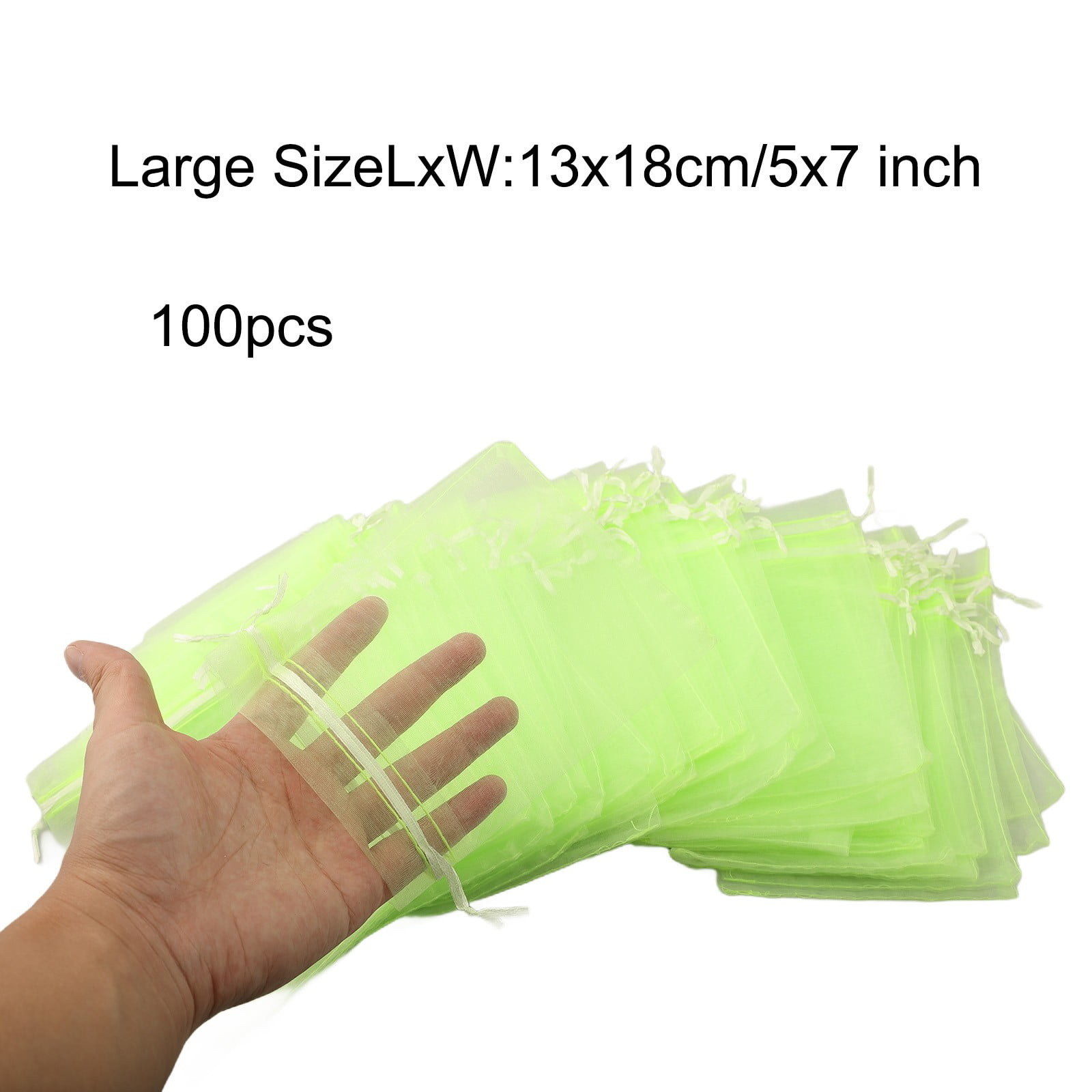 CHENGSI 100 Pack Organza Fruit Protection Bags Mesh Barrier Netting Tree Cover with Drawstring ...