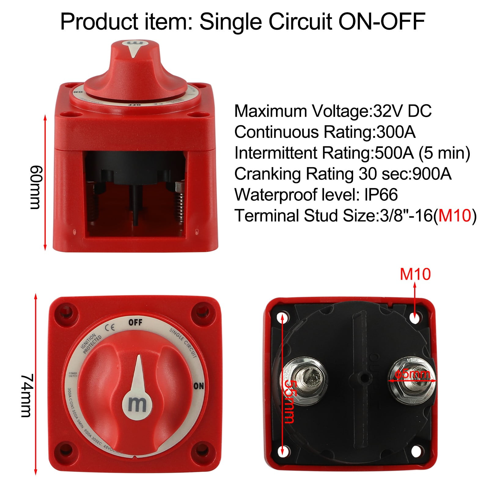 CHENGSI for Heavy Duty Marine Boat Battery Switch 2/3/4 Position Isolator 48V 100A-300A Cut-Off ...