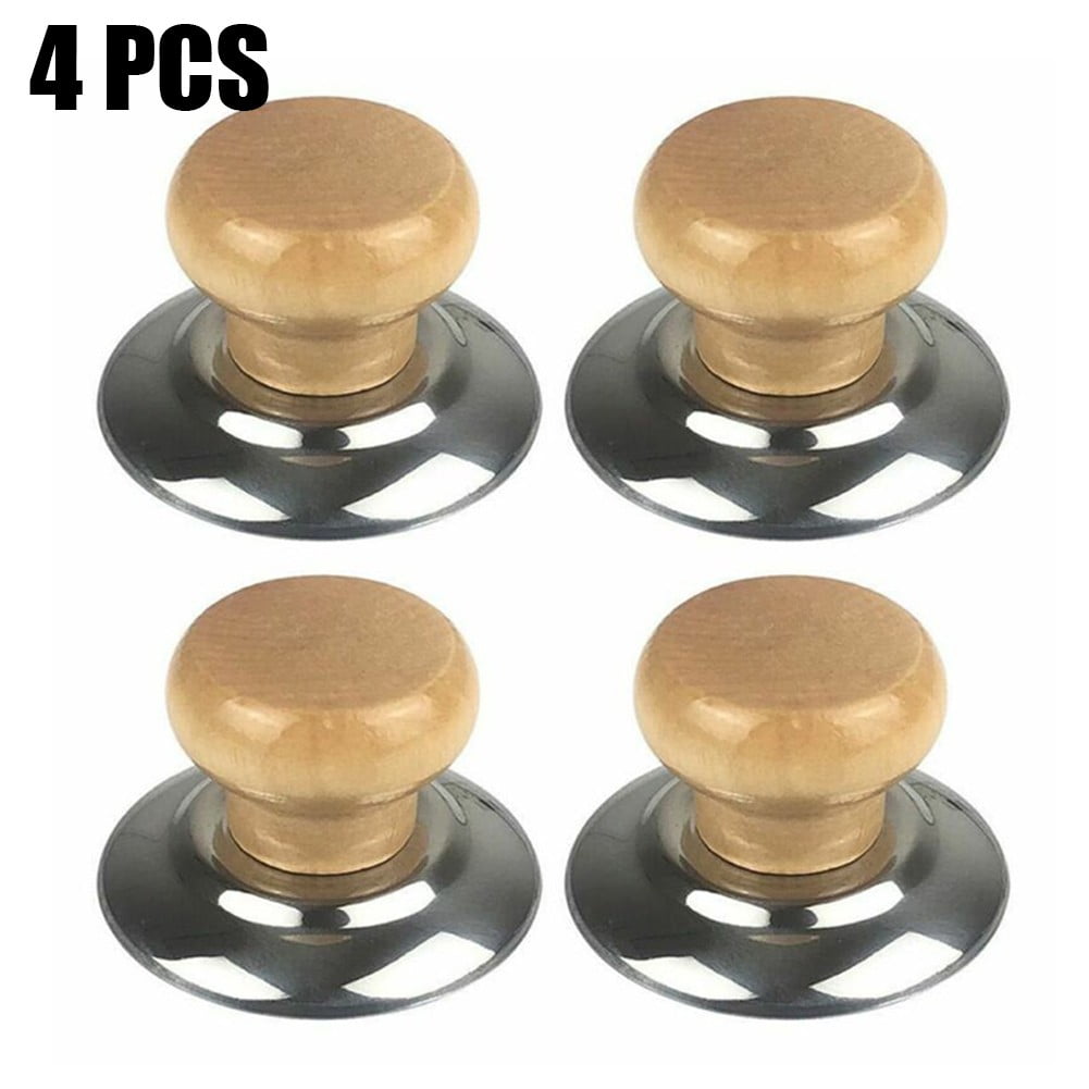 CHENGSI for Kitchen Pot Pan Lid Knobs Replacement 4-Piece Set, Wooden ...