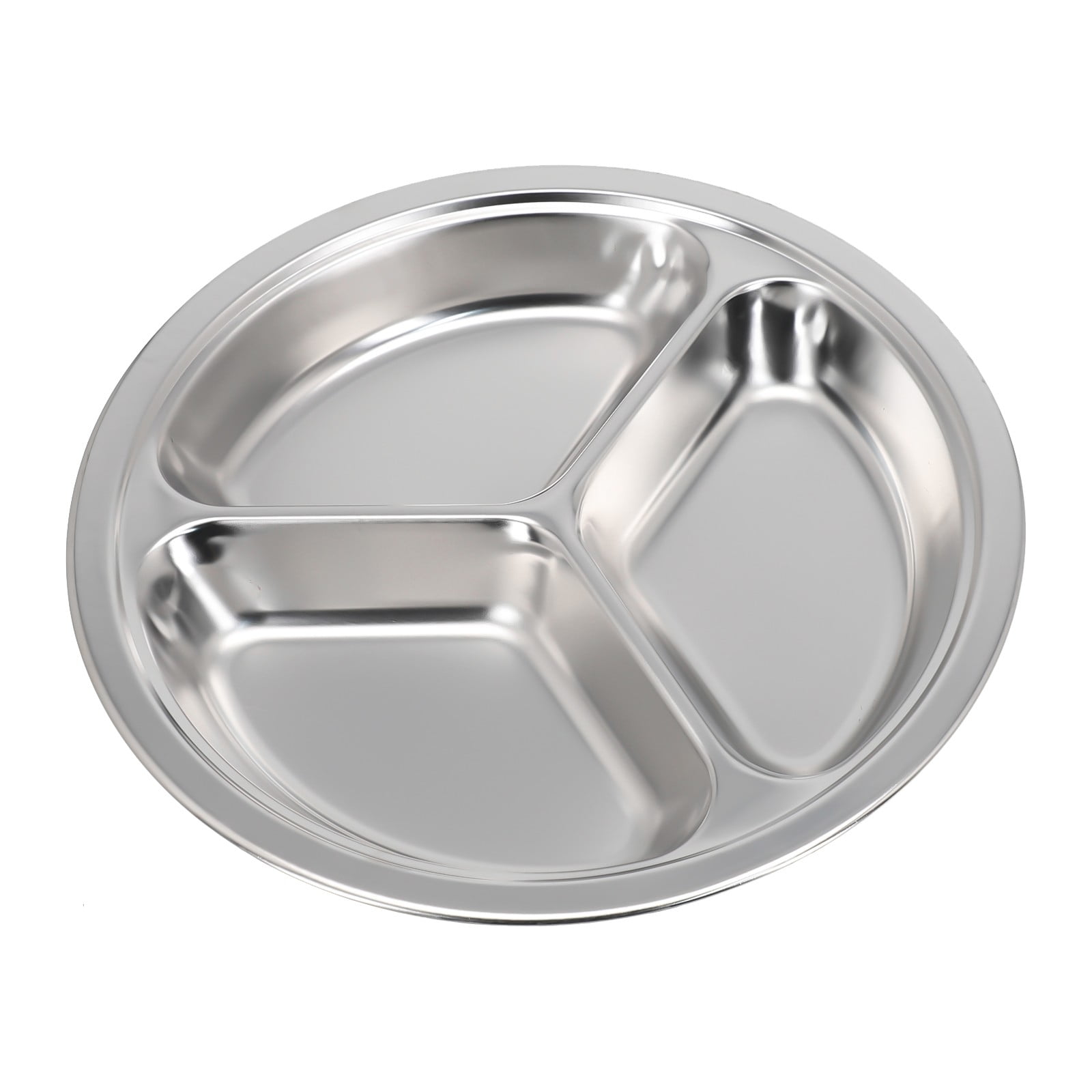 CHENGSI for Stainless Steel Divided Plate 3 Sections Round Dinner Dish ...