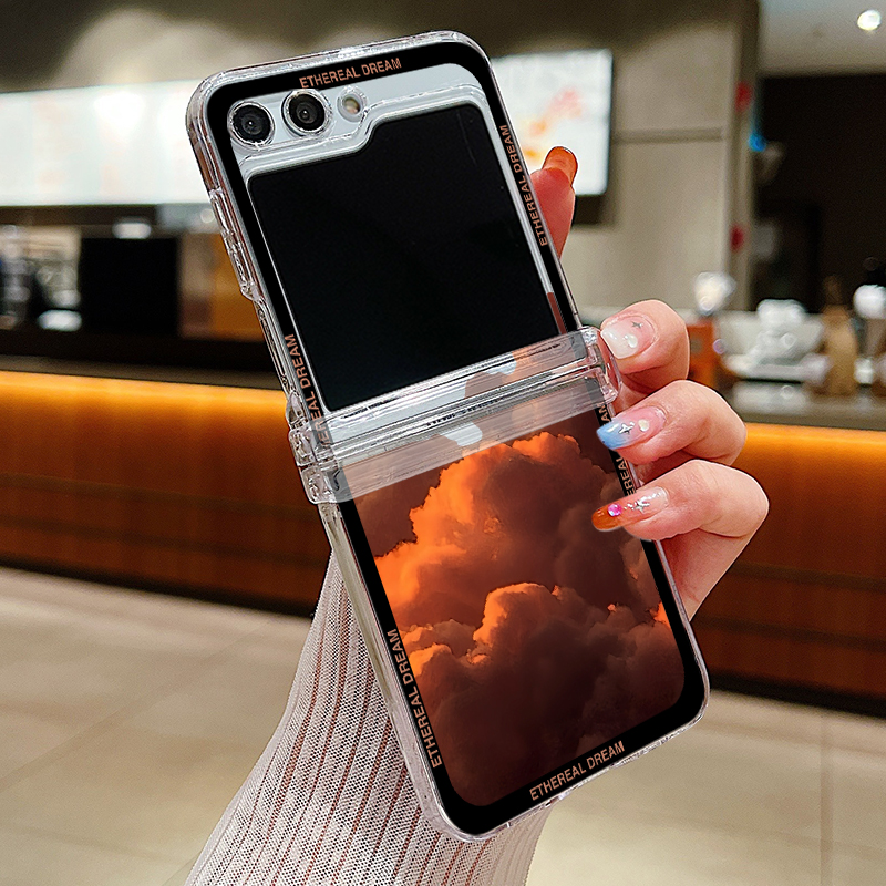 CHENGZHI Landscape Pattern Clear Case For Samsung Galaxy Z Flip 5 4 3 ...