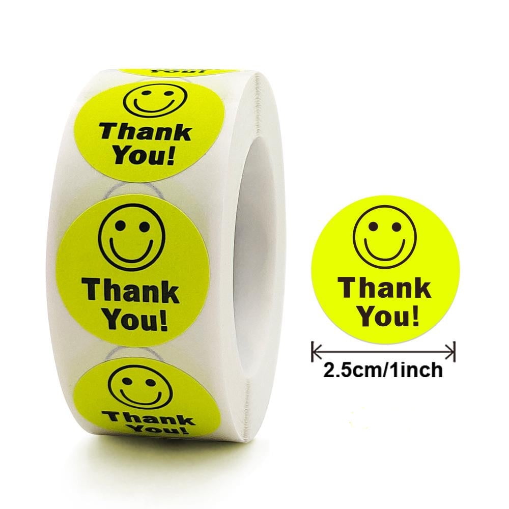 CHENGZHI Smile Face Sticker 500 Pcs/roll For Kids Reward Sticker Yellow ...
