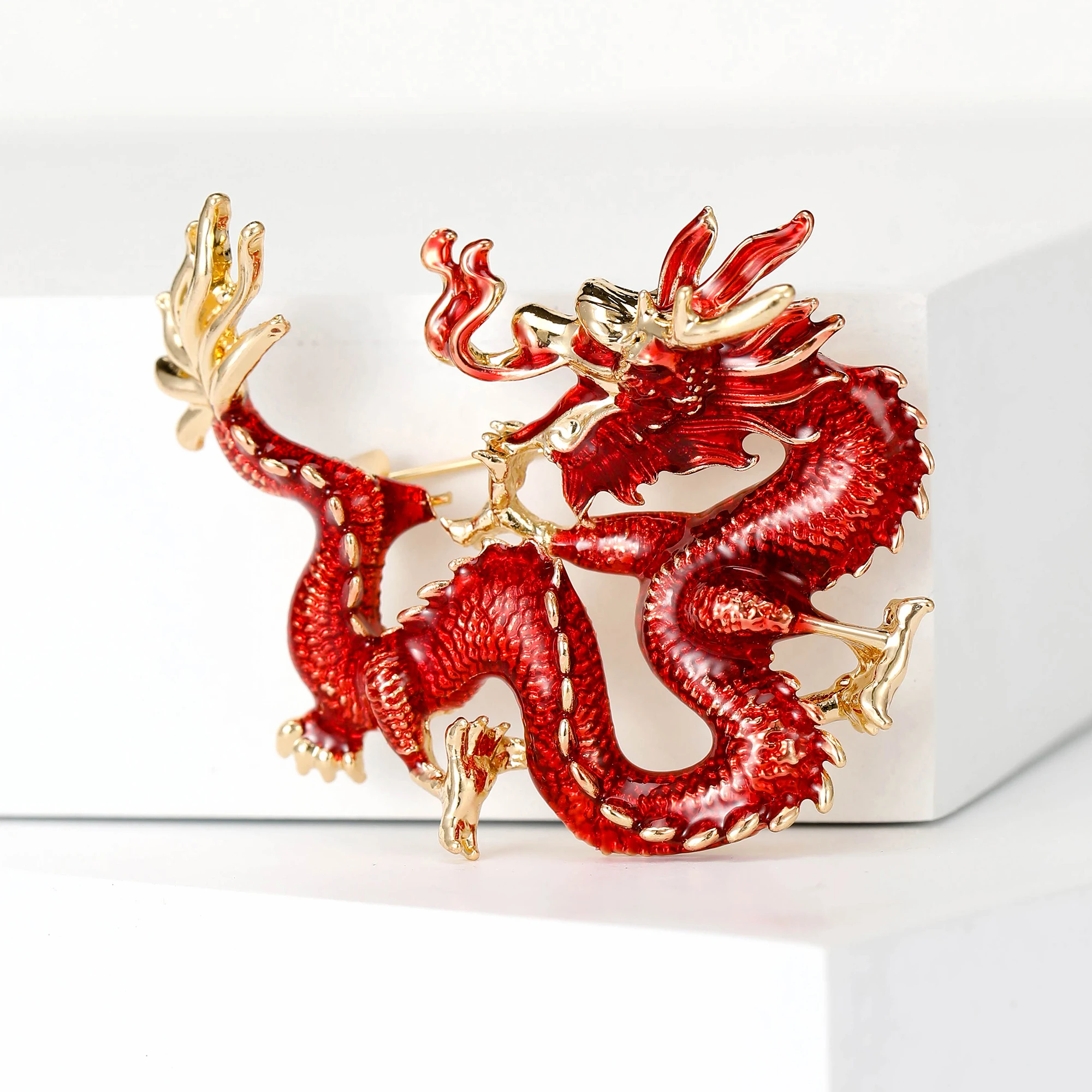 CHENGZHI Trendy Dragon Enamel Brooch for Women Unsex 7 Types of Chinese ...