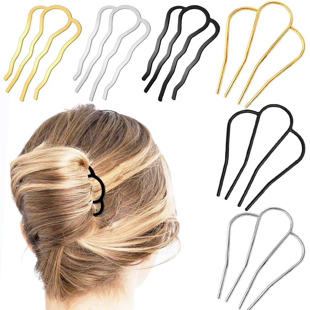 CHENHAINAN 6 Piece Metal Hair Side Combs Hair Fork Clip Teeth Hair Pin ...