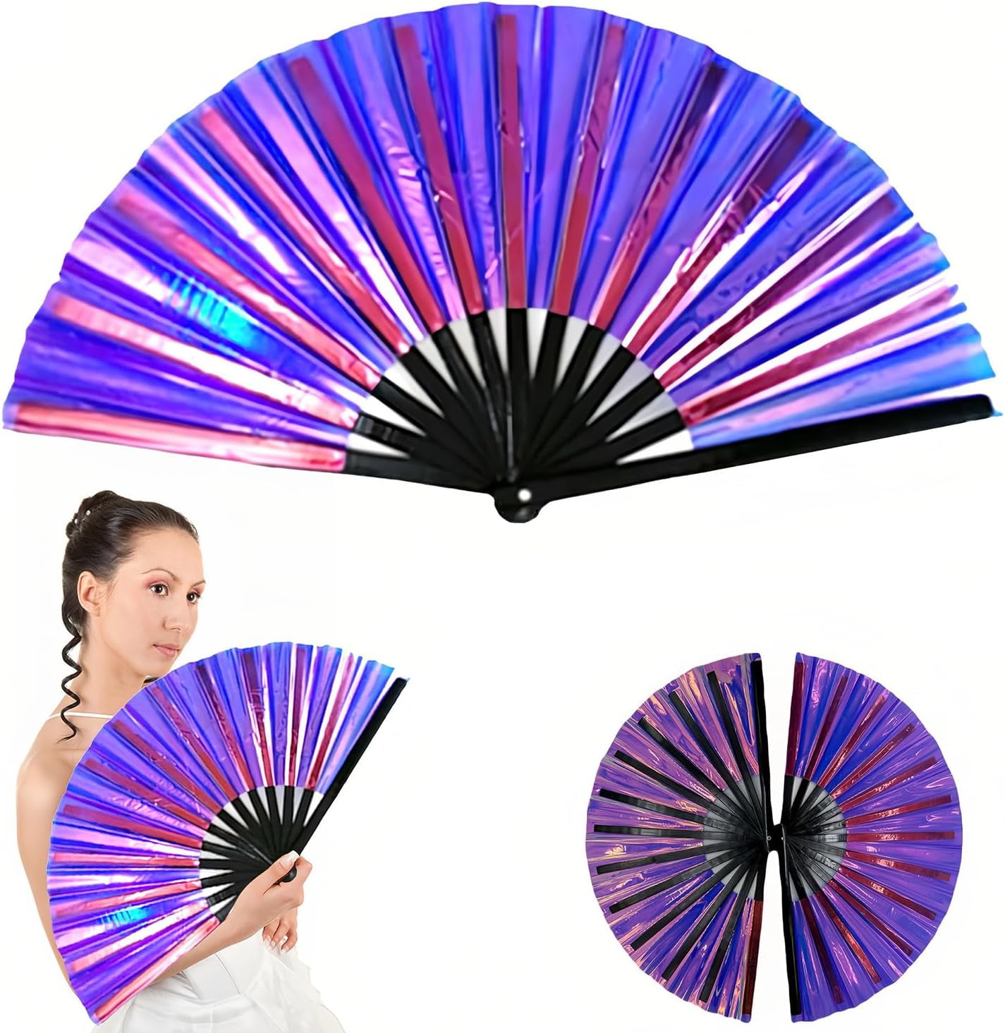 CHENHAINAN Boots on The Ground Fan, New Large Holographic Folding Hand ...