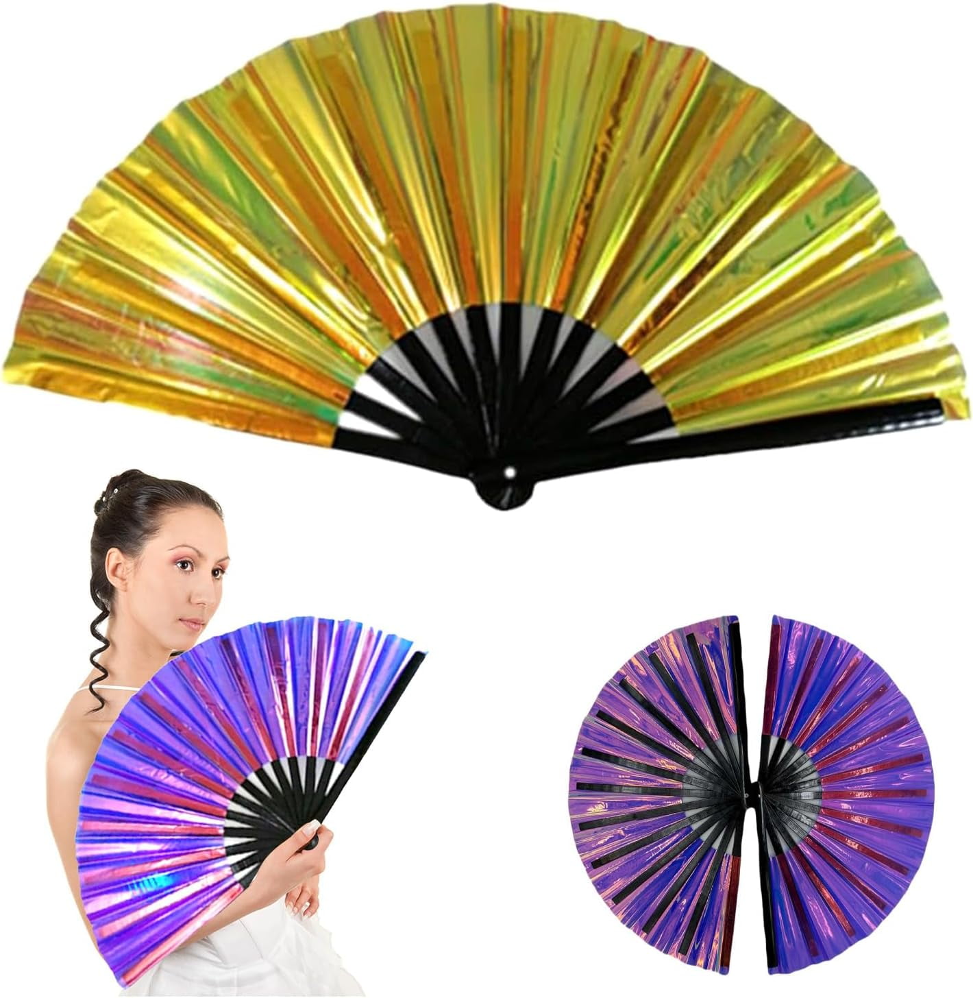 CHENHAINAN Boots on The Ground Fan, New Large Holographic Folding Hand ...
