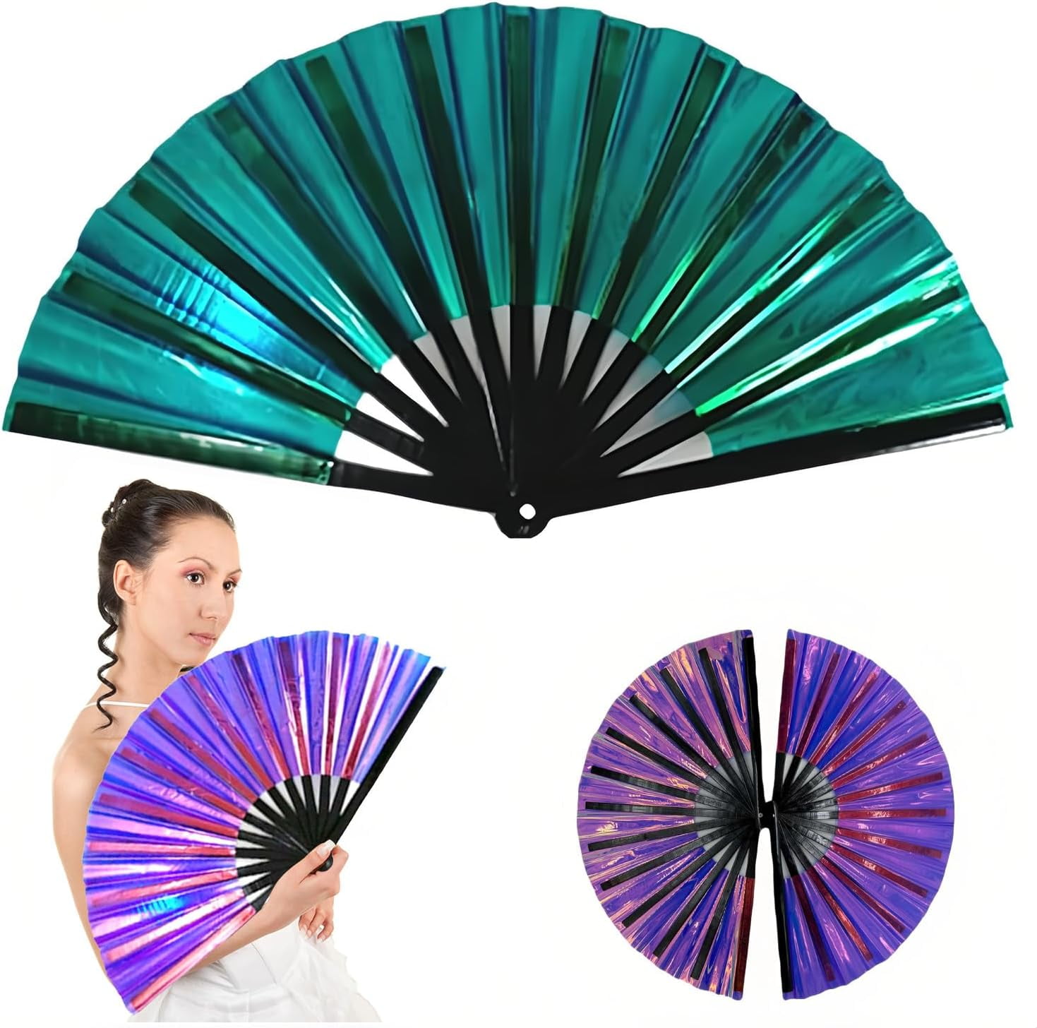 CHENHAINAN Boots on The Ground Fan, New Large Holographic Folding Hand ...