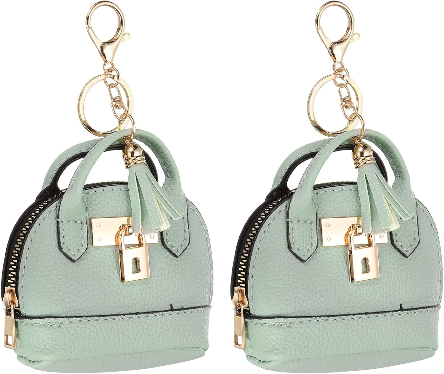 CHENHAINAN Mini Tote Bag Keychain, 2 Pcs Cute Coin Purse Keychain PU ...