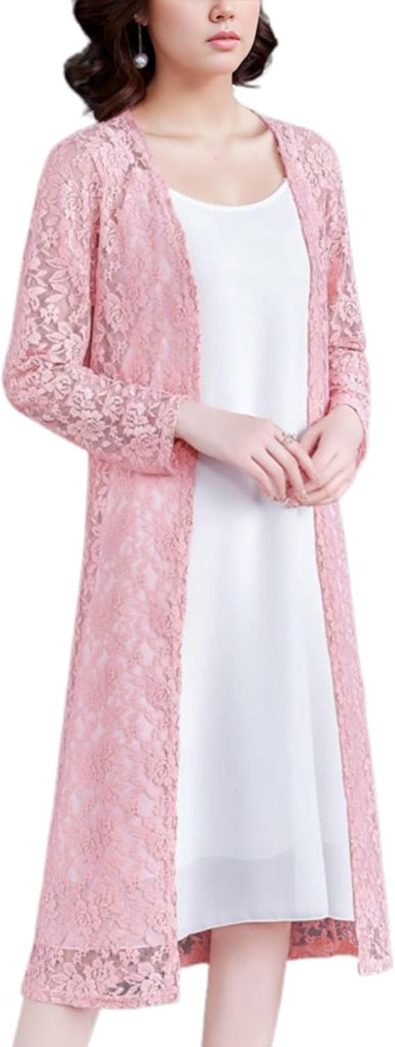 CHENHAINAN Women’s Casual Long Duster Cardigan 3/4 Sleeve Open Front ...