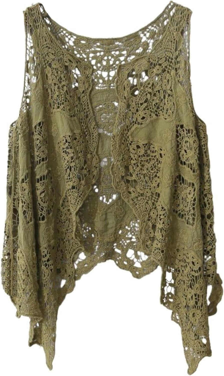 CHENHAINAN Women’s Hollow Knitting Stitch Cardigan Open Front Draped ...