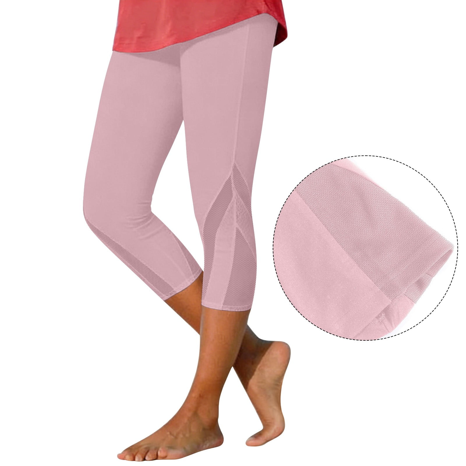 CHENHANN Women Capri Leggings 2026 Fashion Mesh Design Knee Length ...