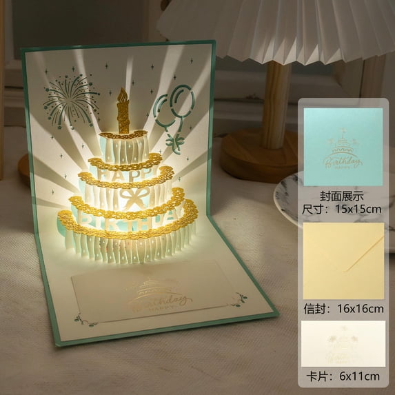 CHENJIANDONG 3D Three-Dimensional Birthday Greeting Card, Color ...