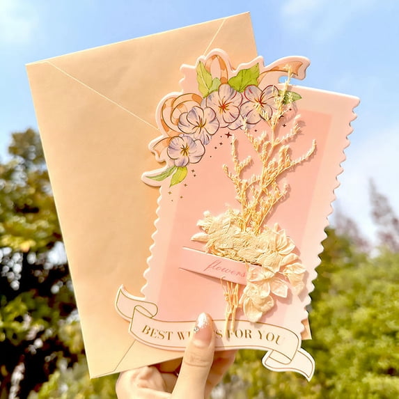 CHENJIANDONG Greeting Cards Happy When Seeing Flowers Creative Dried ...
