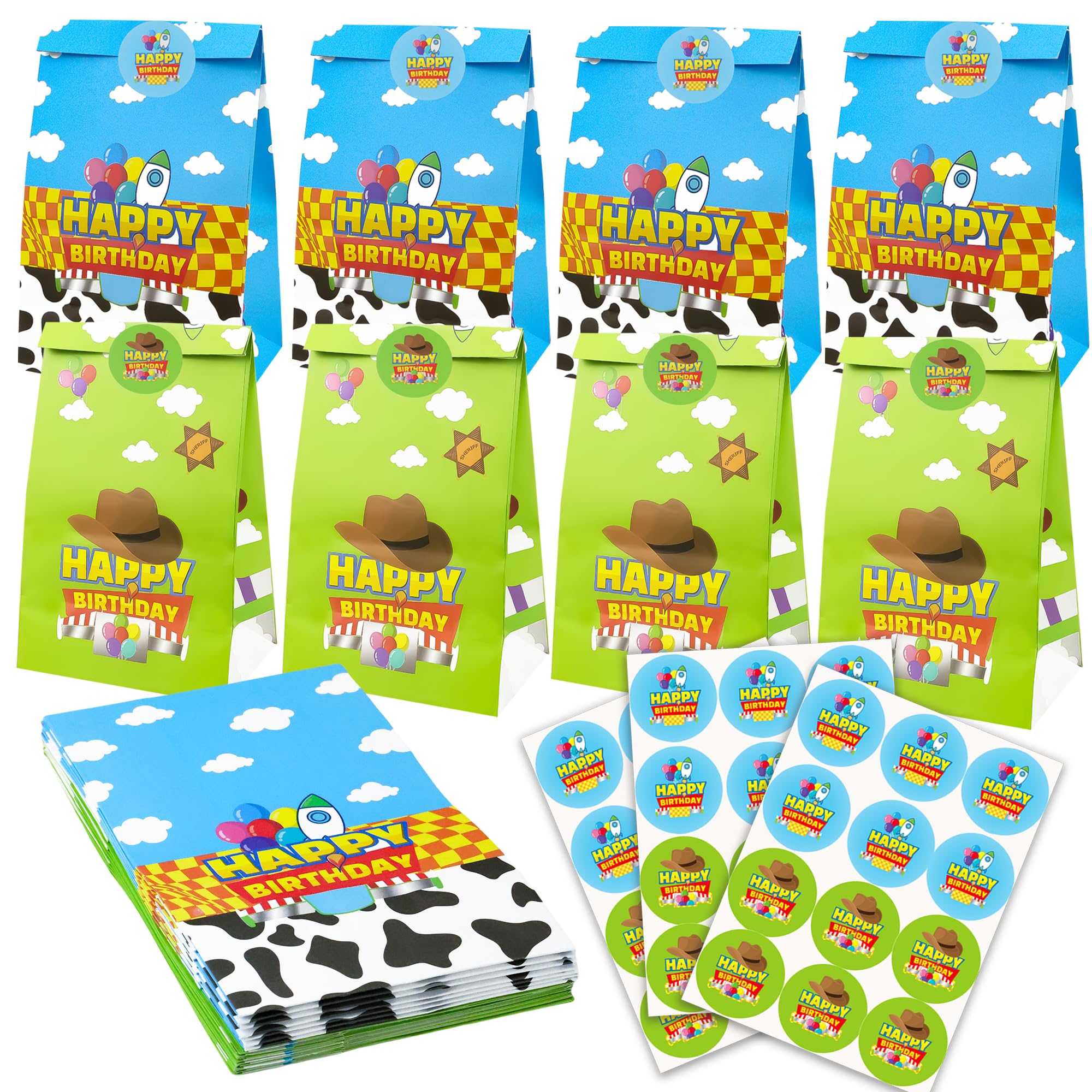 CHENRINDECO 32Pcs Cartoon Story Theme Gift AIS1 Paper Bags with ...