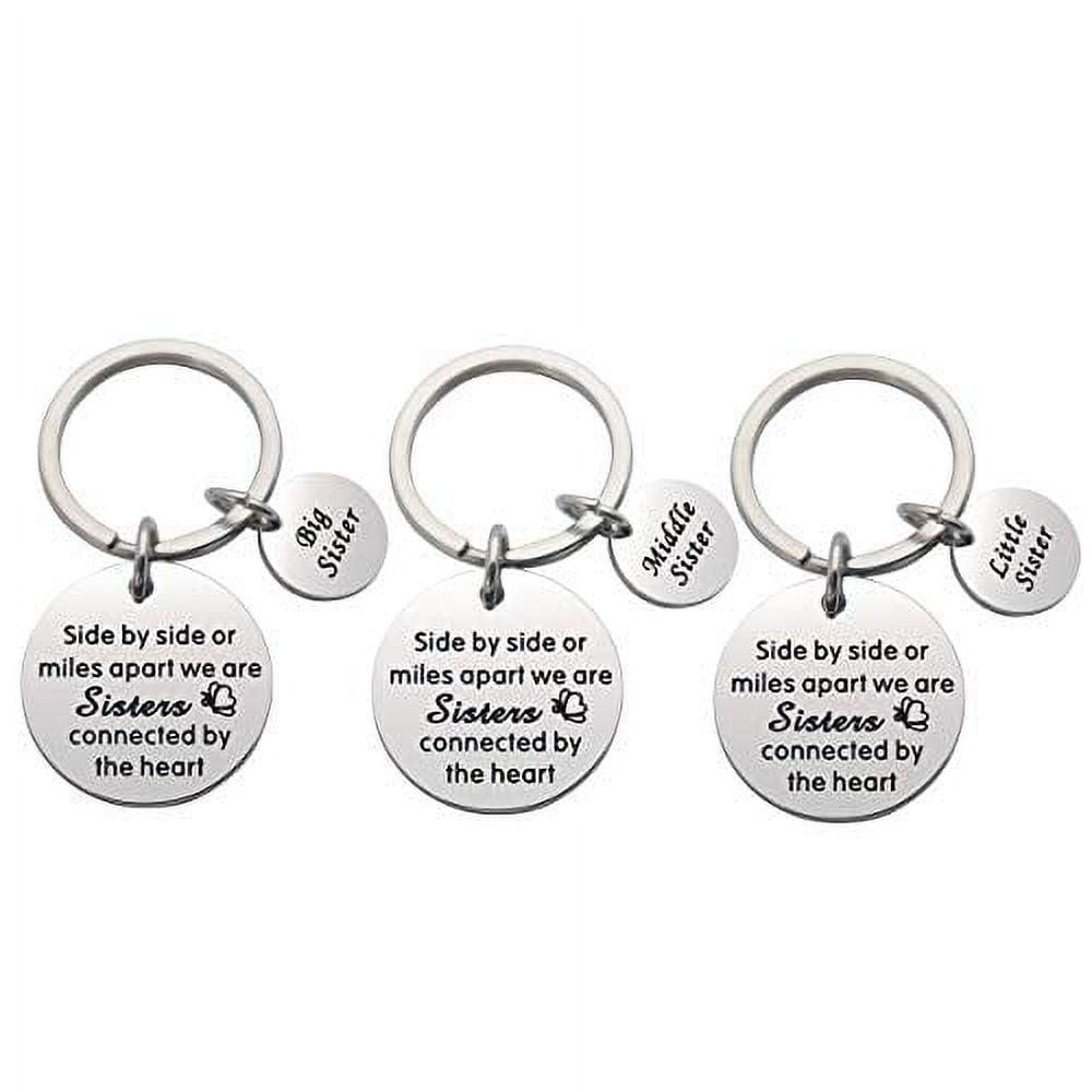 CHENVA Sisters Keychains 3 Pieces Big Sis Middle Sis Little Sis Keychain Set Long Distance Gift ...