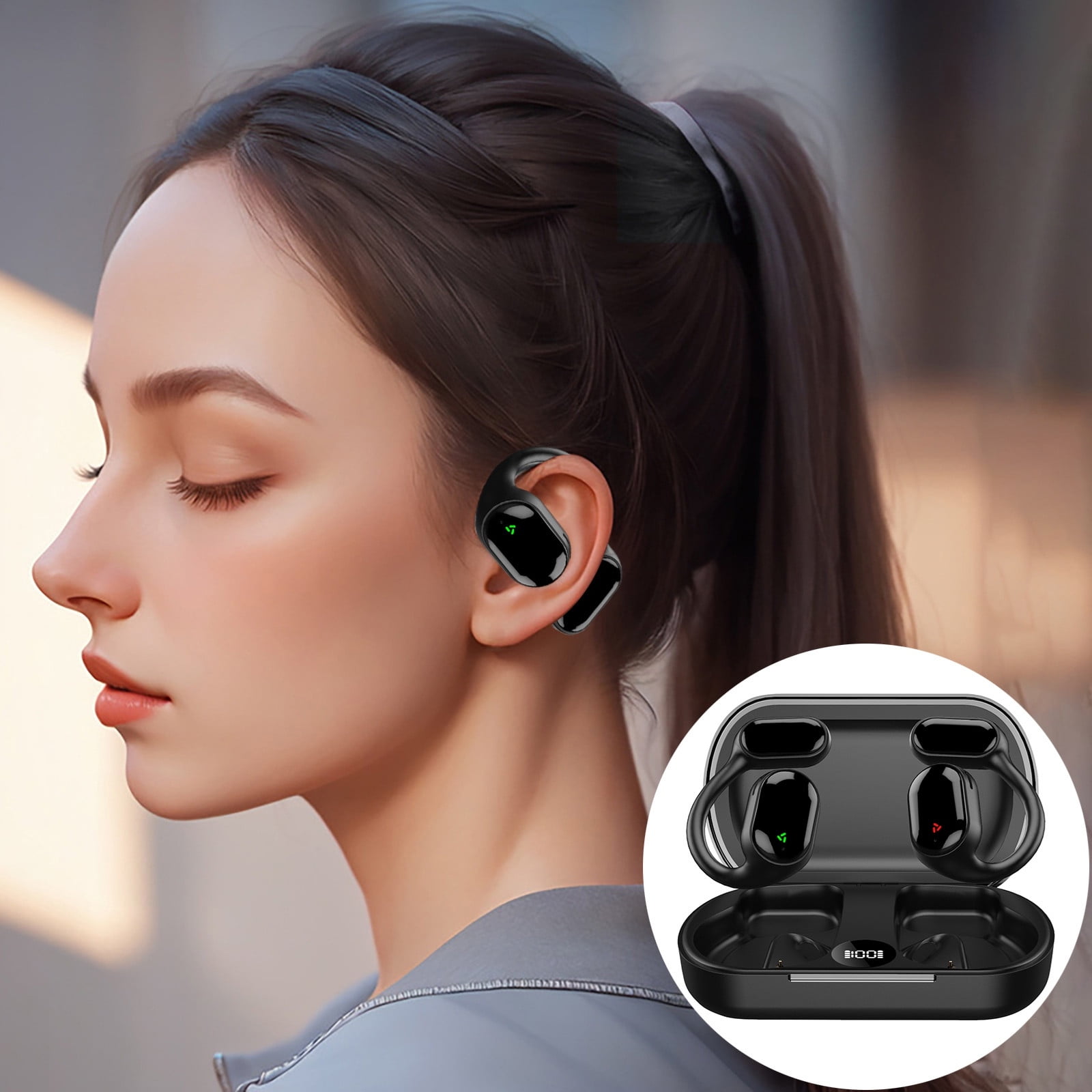 CHENZERO Open Ear Headphones Wireless Earbuds With Earhook Playback Air ...