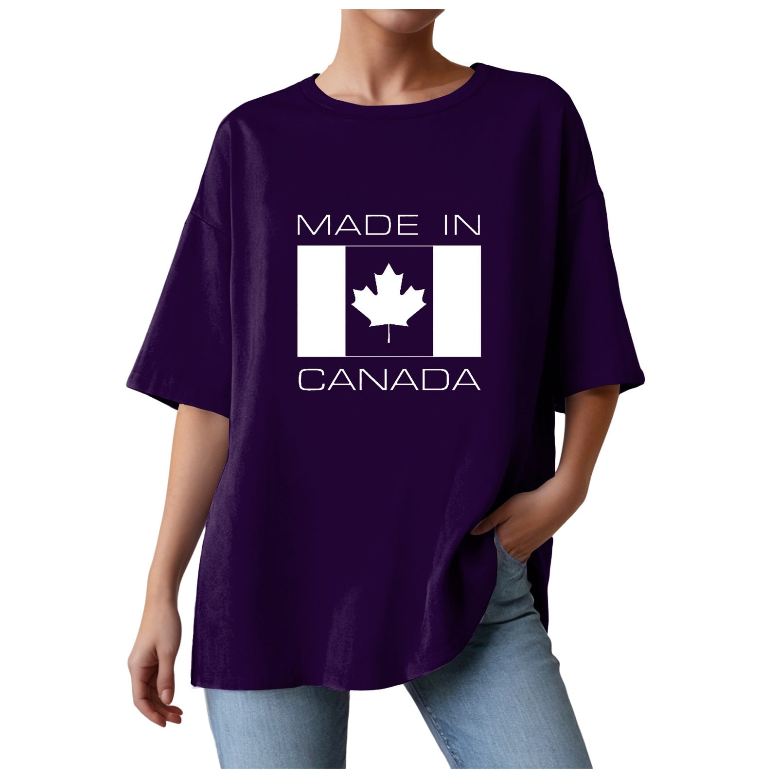 CHENZHENYA Women'S T-Shirts Short Sleeve Tees Basic Loose Drop Shoulder ...