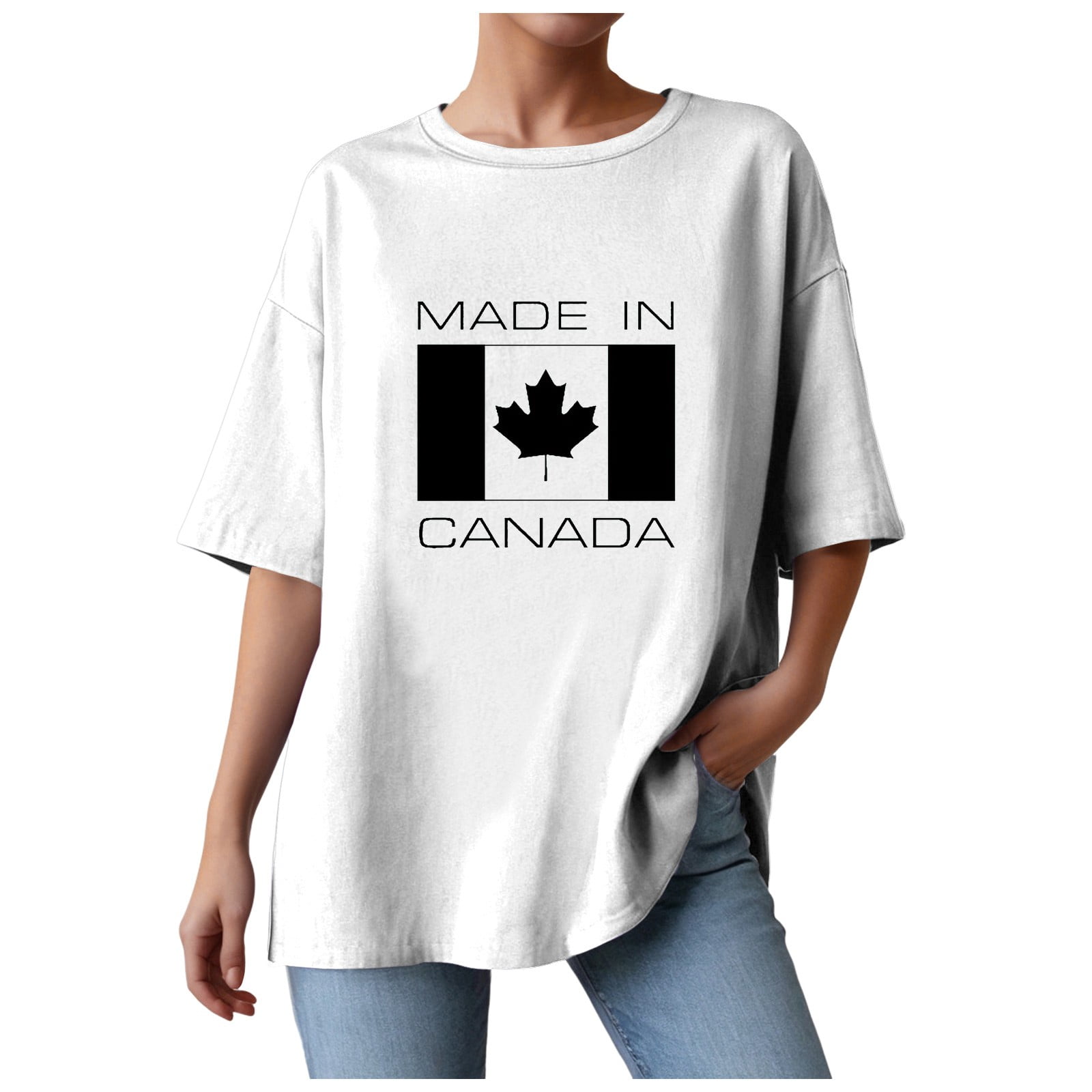 CHENZHENYA Women'S T-Shirts Short Sleeve Tees Basic Loose Drop Shoulder ...