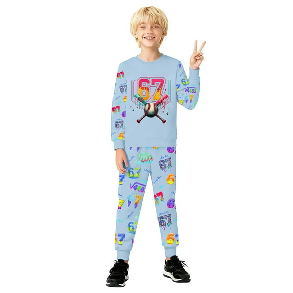 CHENge 67 Meme Outfit for Kids, 6 7 Print Long Sleeve Tops with Pants ...