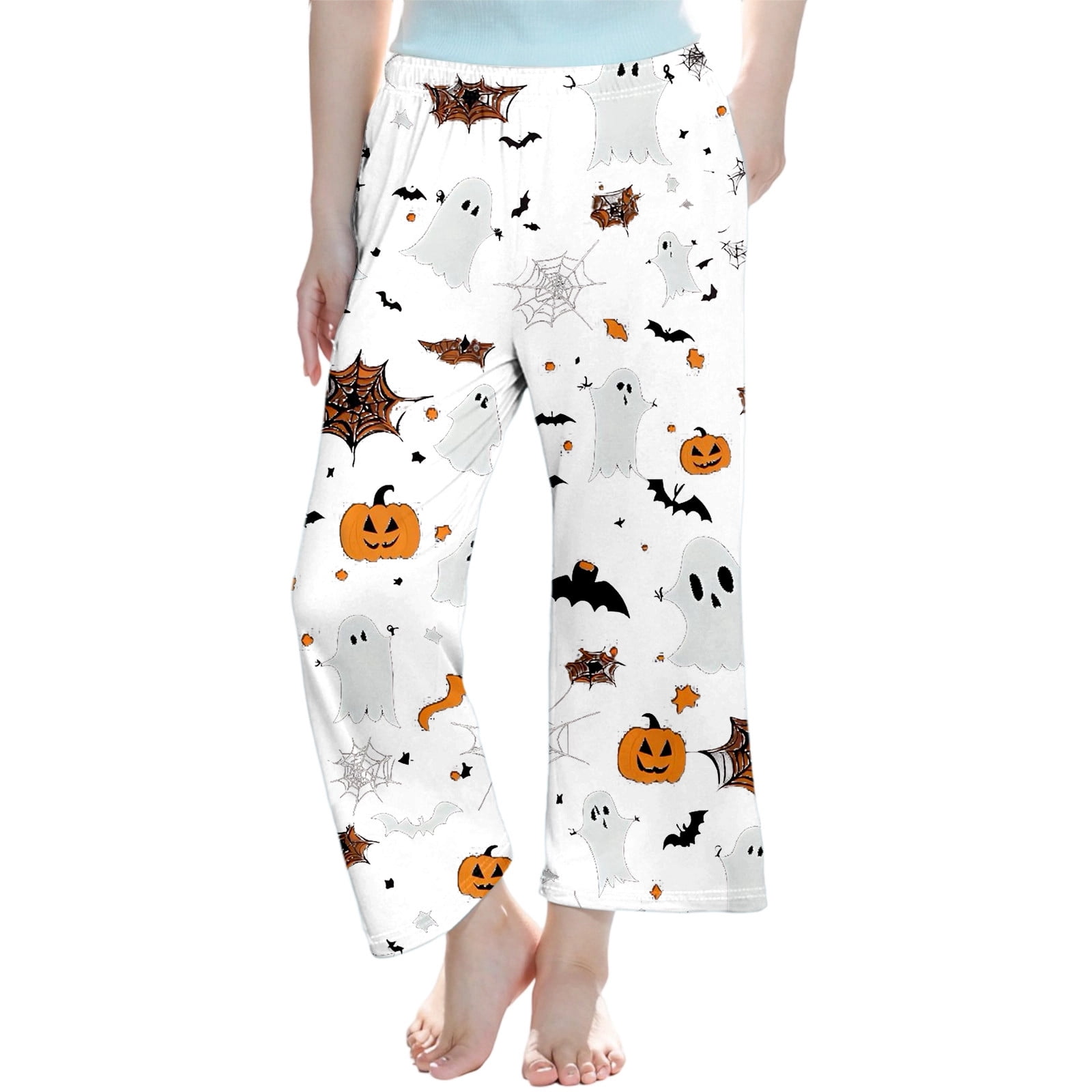 CHENge Boys Girls Pajama Pants Halloween Themed with Pockets Elastic Waist Loose Lounges Sleep ...