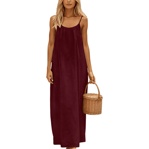 CHENge Casual Dresses for Women Sleeveless Backless Cami Dress V Neck ...