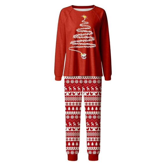 CHENge Family Christmas Pjs Matching Sets, Reindeer Graphic Plaid Top ...