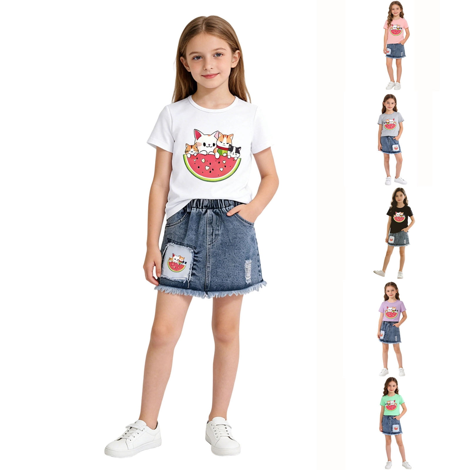 CHENge Girls Clothes Toddler Little Girl 2 Piece Summer Outfit T Shirt ...