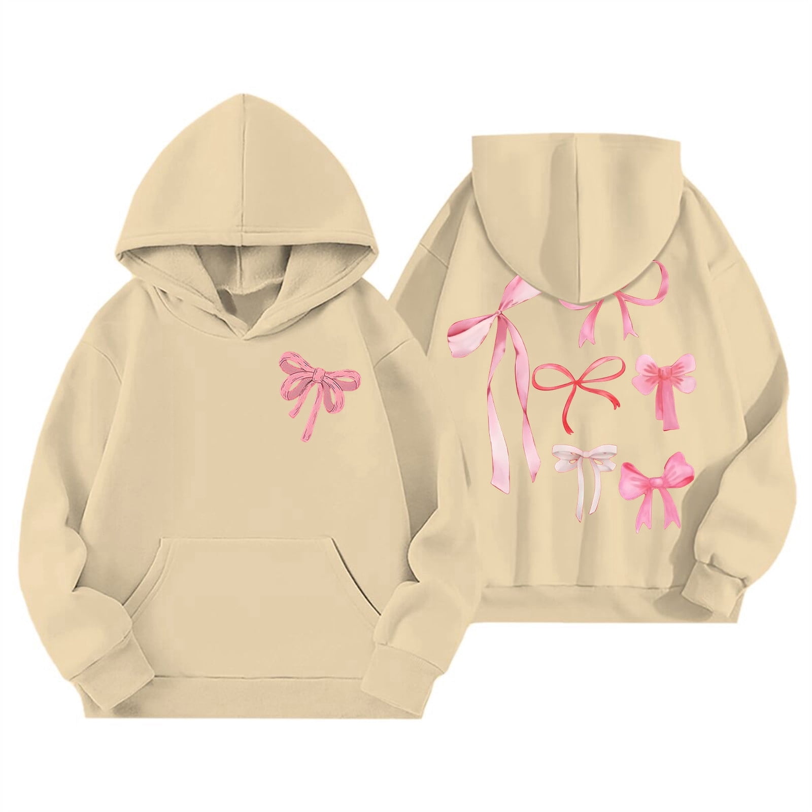 CHENge Girls Hoodies Size 14-16 Fashion Versatile Comfort Bow Print ...