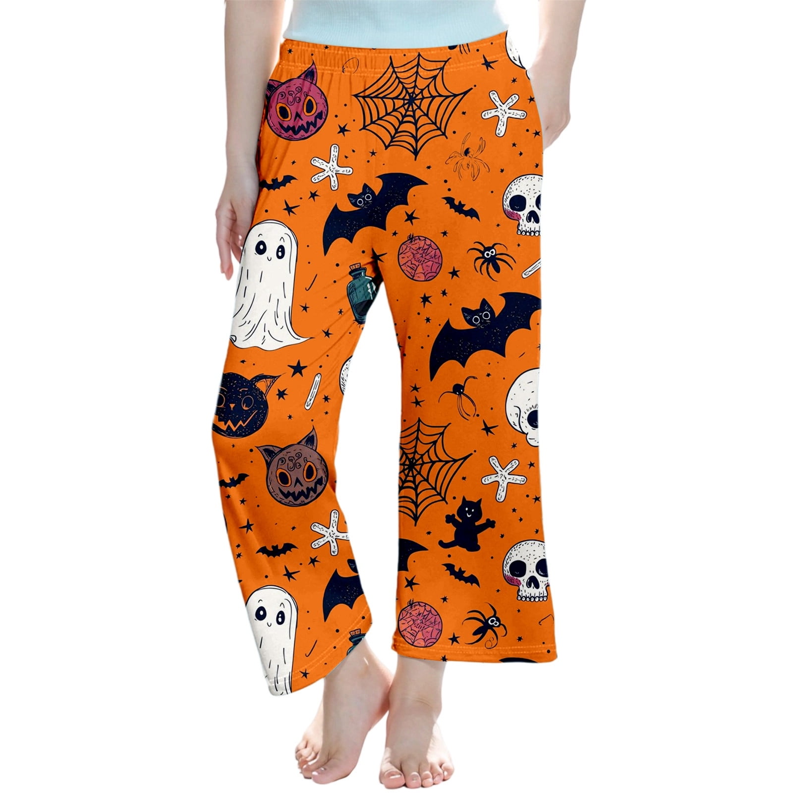 CHENge Girls Pajama Pants Halloween Themed Party,Cute Print Straight Leg Casual Elastic Waist ...