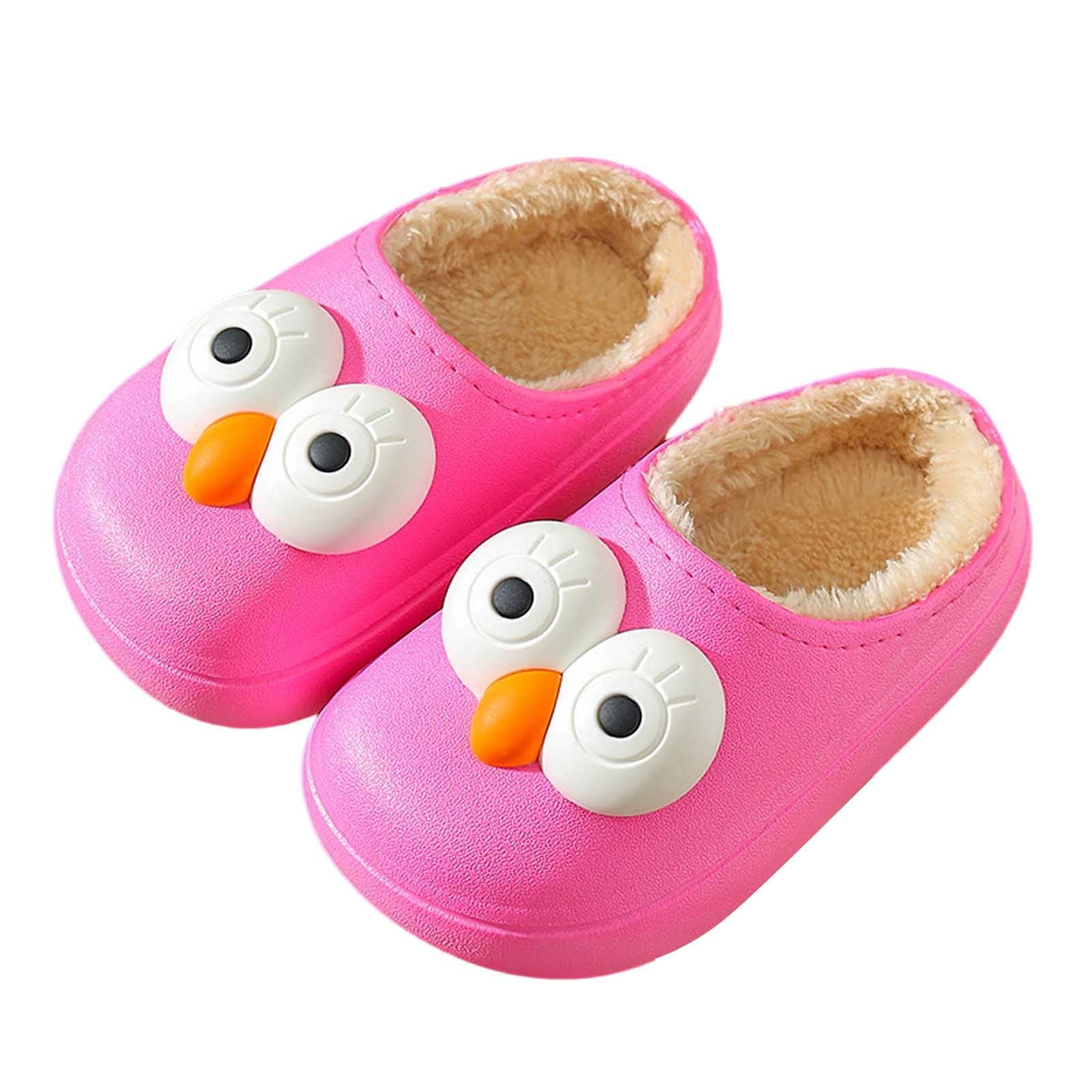 CHENge Girls Slippers Size 10-11 Cute Cartoon Fuzzy Slipper Animal ...