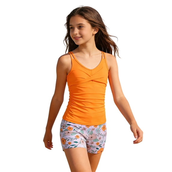 CHENge Girls Tankini Swimsuit 2 Piece Bathing Suit Criss Cross Ruched ...