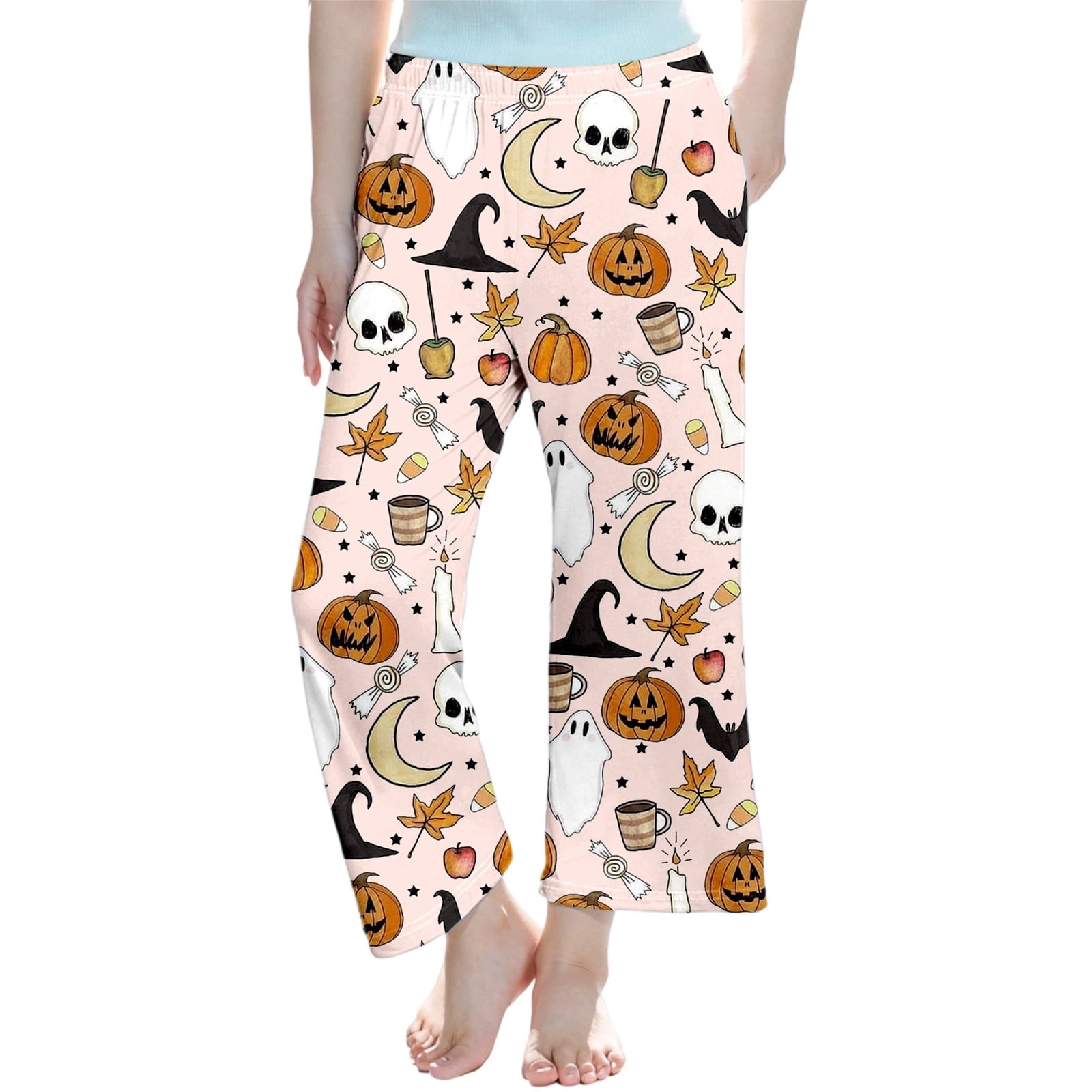 CHENge Halloween Girls Pajama Pants Cute Prints Soft Elastic Waist ...