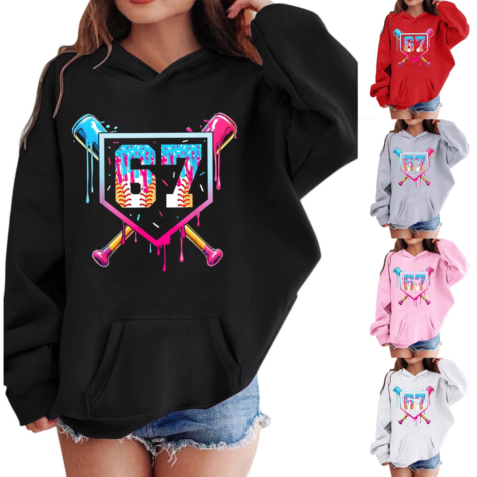 CHENge Kid Ice Cream Drip 67 Meme Hoodies Funny Six Seven Casual Hooded ...